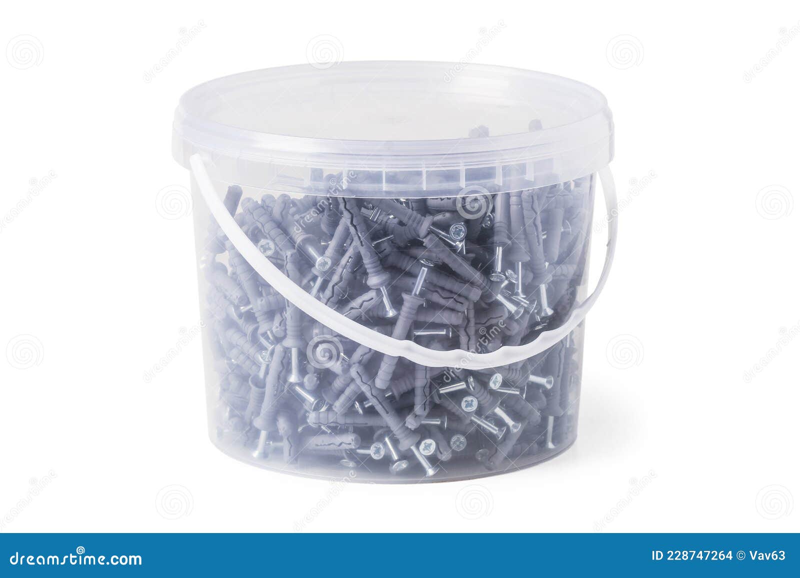 Bucket with dowel-nails stock photo. Image of tool, nail - 228747264