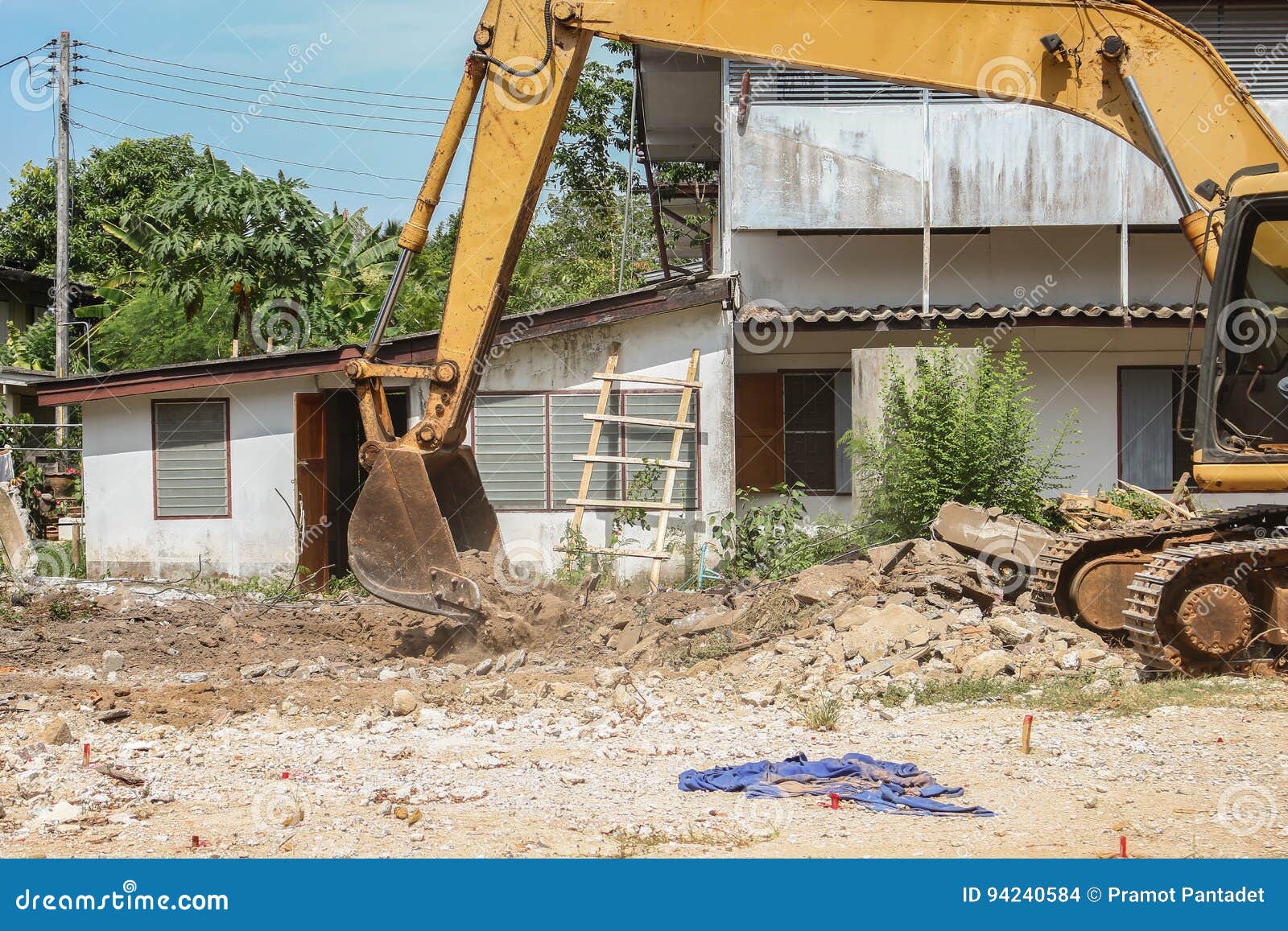 Bucket Excavator Dig Work Construction in Outdoor Stock Photo - Image ...