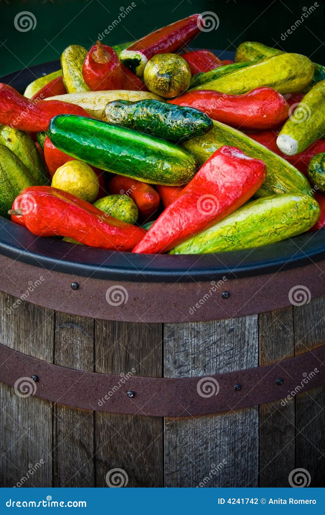 Bucket of Fake Peppers stock photo. Image of circular - 4241742