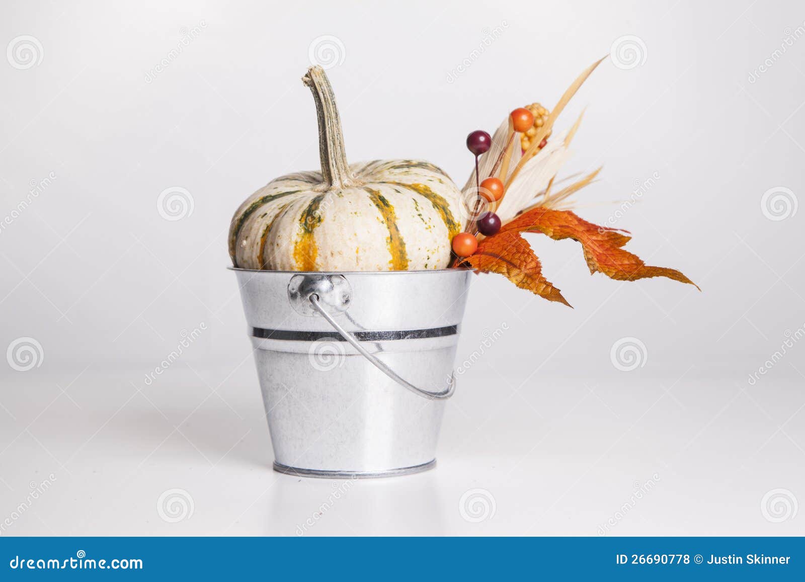 Bucket with Fall Decor stock photo. Image of pumpkins - 26690778