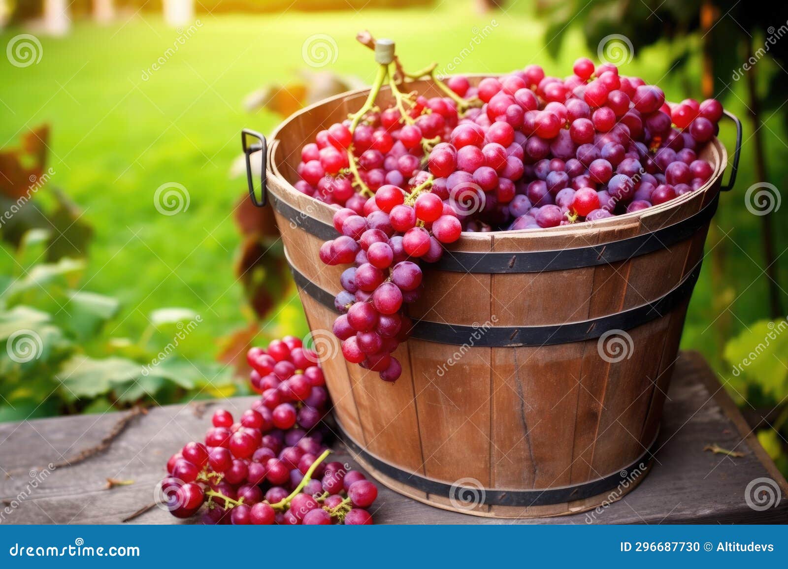 Bucket Filled with Freshly Picked Red Grapes Stock Photo - Image of ...