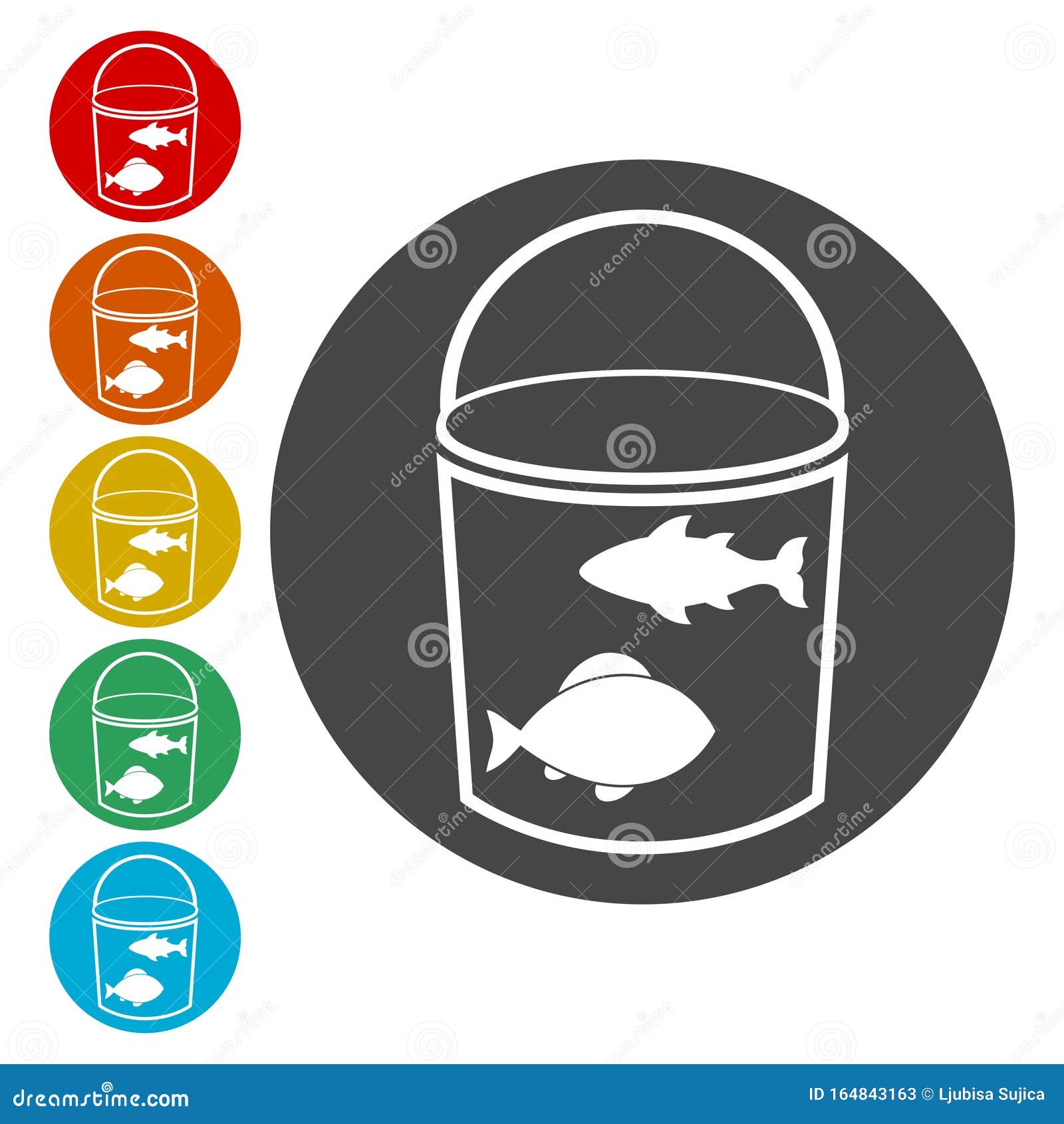 Bucket with Fish - Illustration Stock Vector - Illustration of graphic ...
