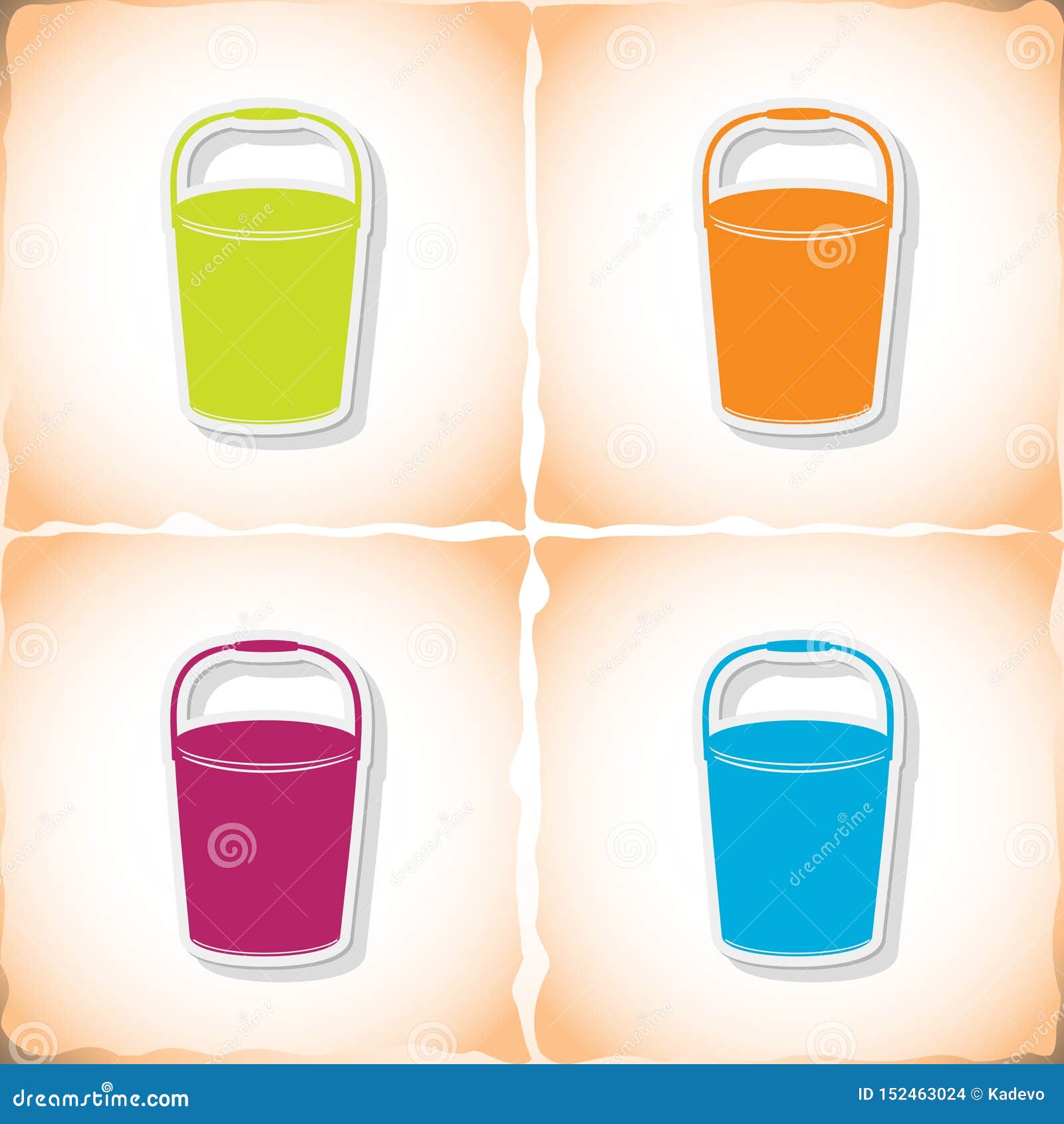 Bucket. Flat Sticker with Shadow on Old Paper Stock Vector ...