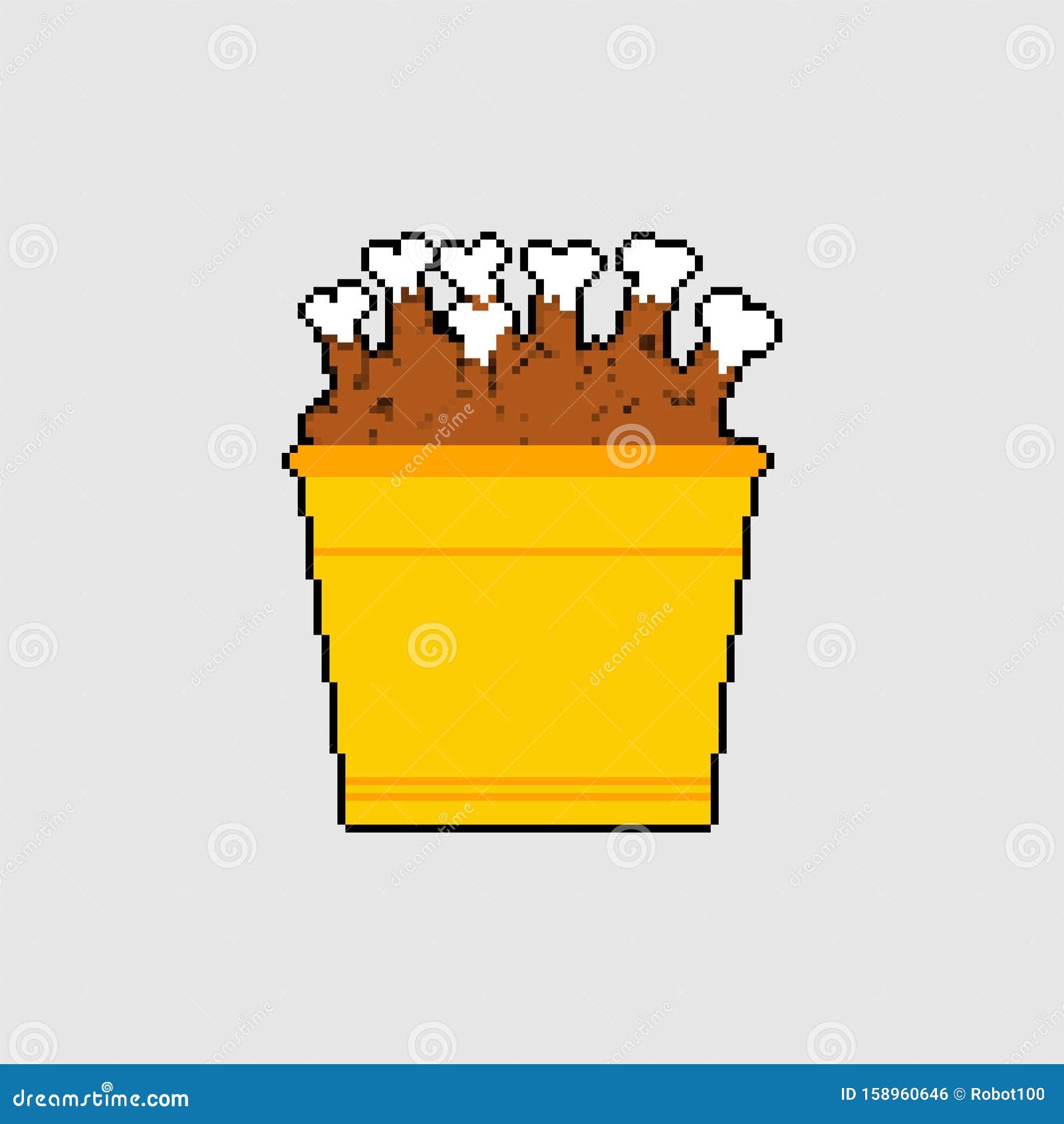 Bucket of Fried Chicken Legs Pixel Art. 8 Bit Vector Illustration Stock ...