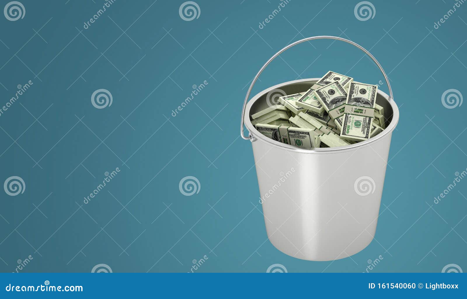 Bucket Full with 100 Dollar Bills Stock Illustration - Illustration of ...