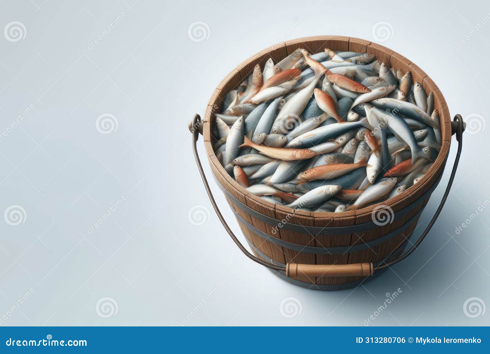 A Bucket Full of Fish. Space for Text. Stock Illustration ...