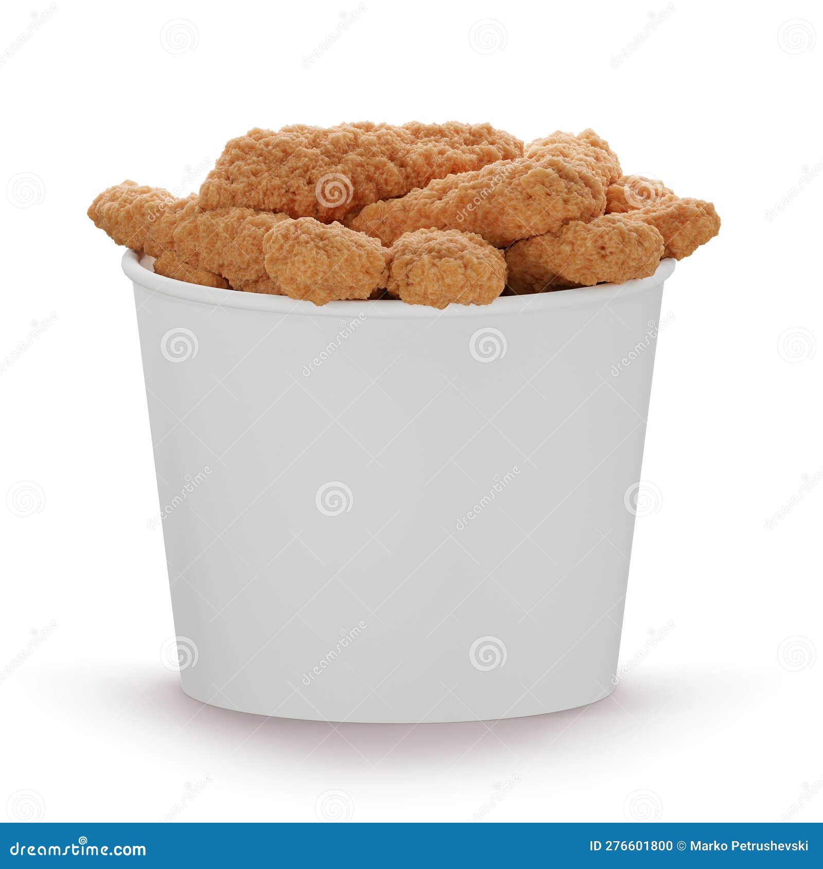 Bucket Full of Fried Chicken Isolated on a White Background High ...