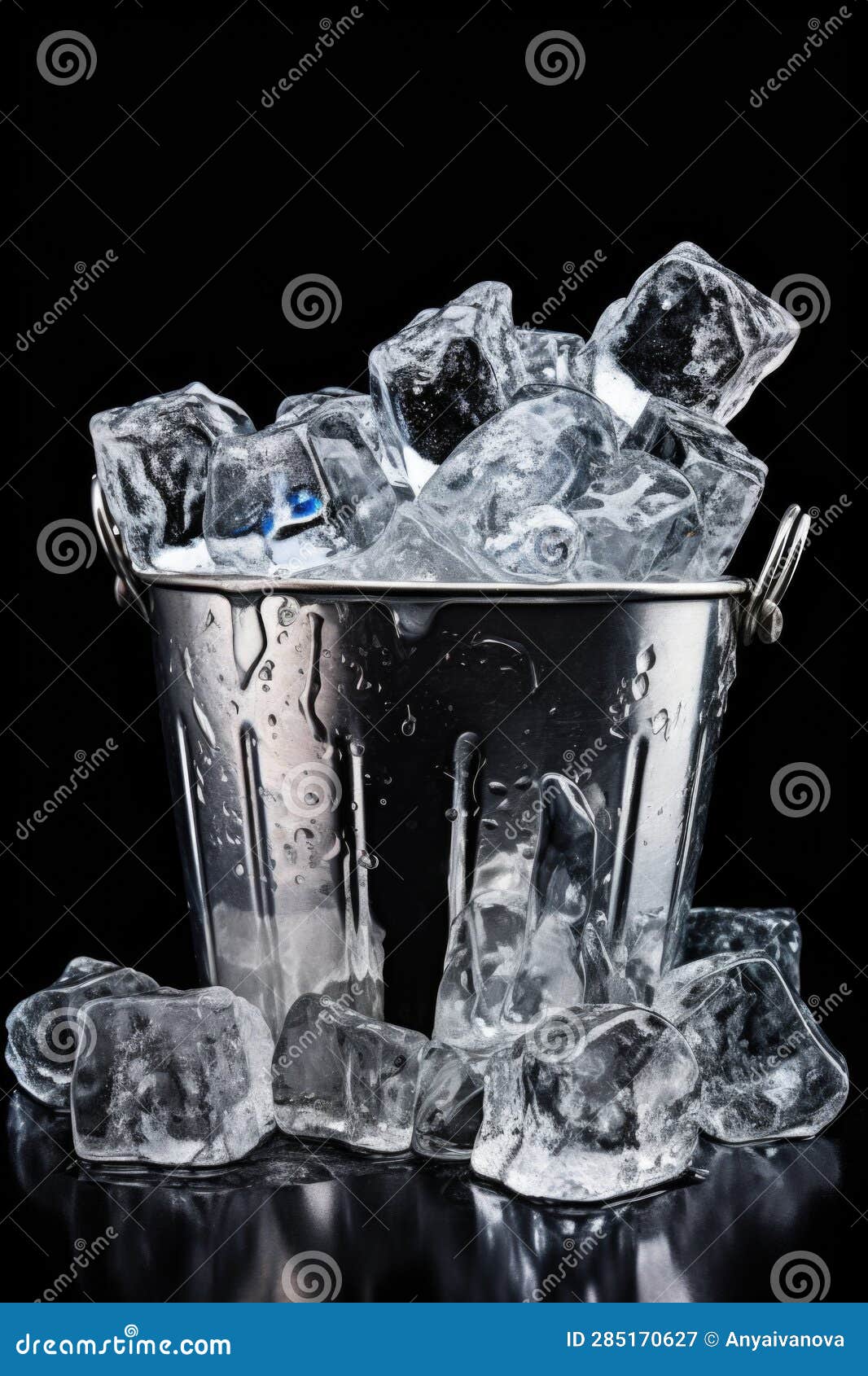 A Bucket Full of Ice Sitting on Top of a Table. Stock Illustration ...