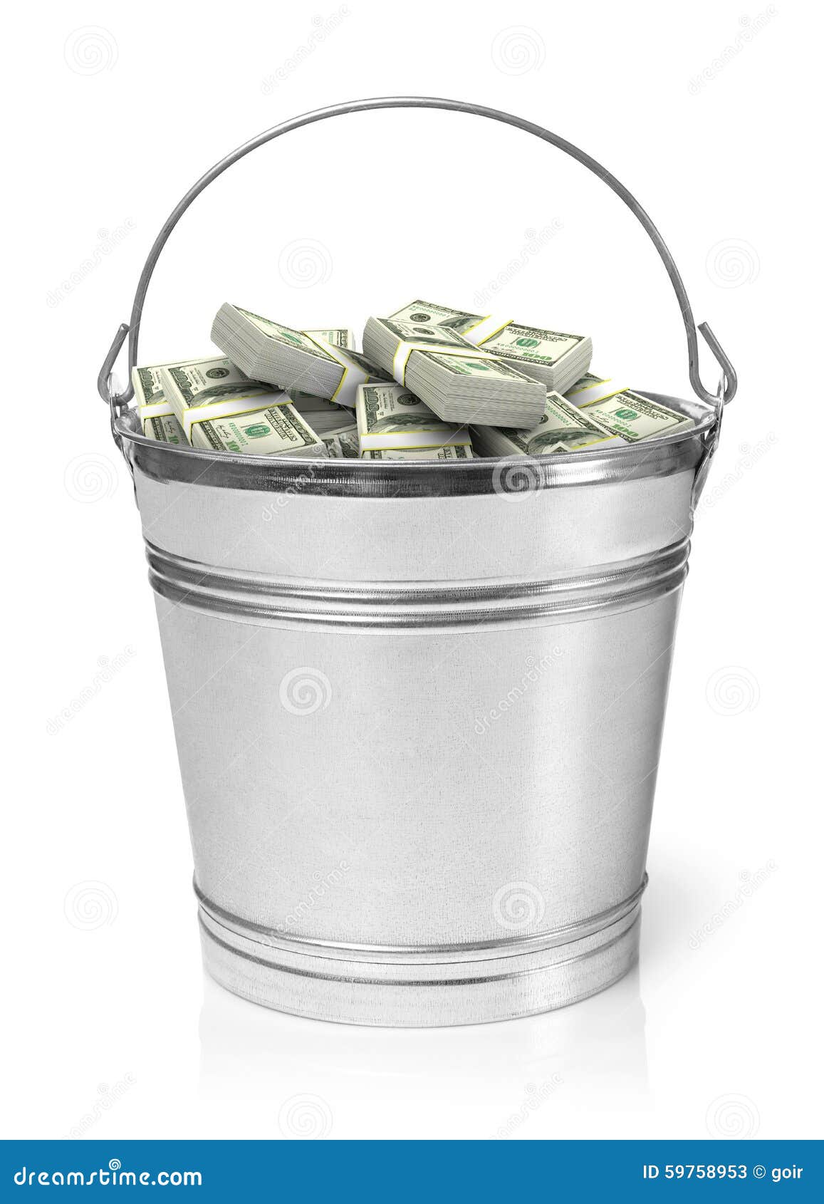 Bucket full of money stock image. Image of intelligence - 59758953