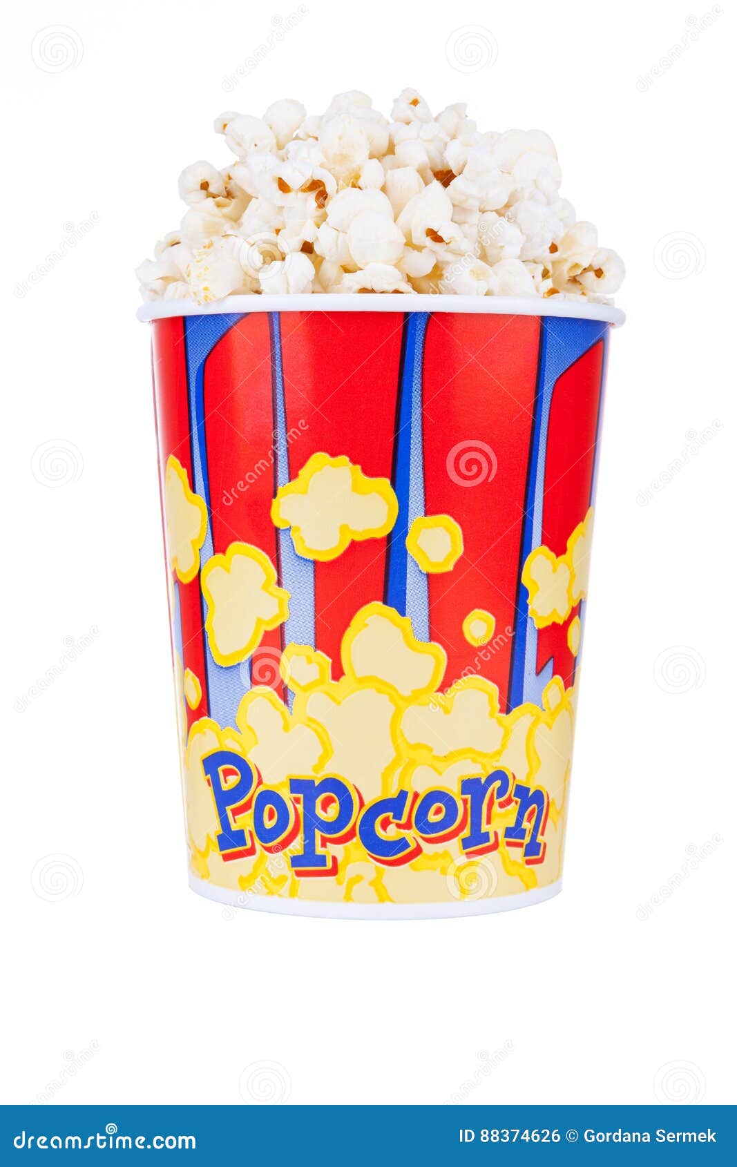 Bucket full of popcorn stock photo. Image of paper, striped - 88374626