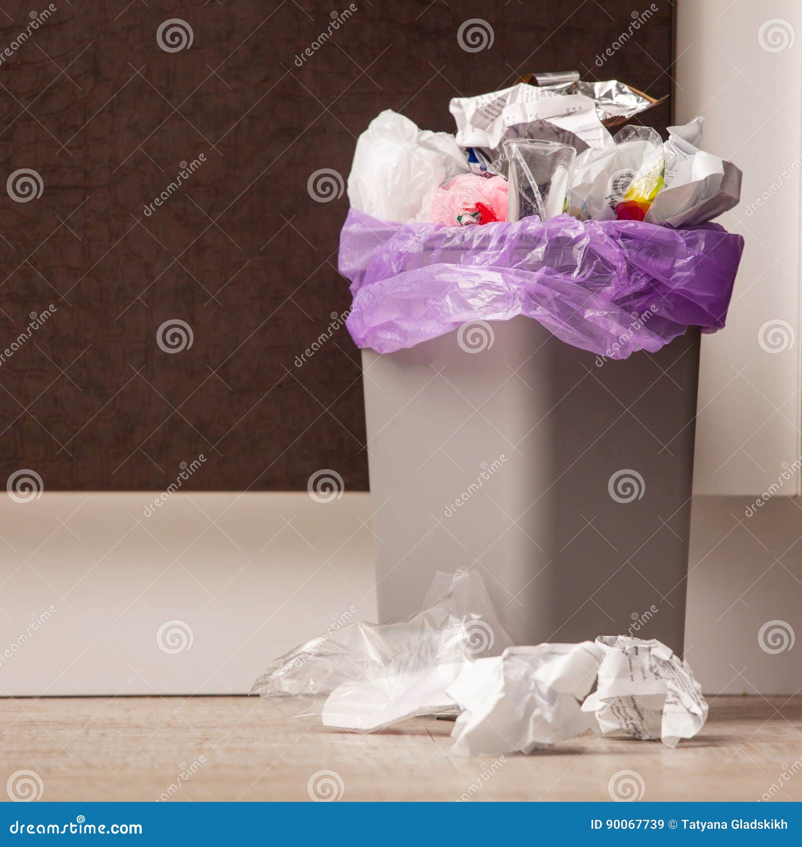 Bucket of Garbage in the Kitchen Stock Image - Image of drawer, protect ...