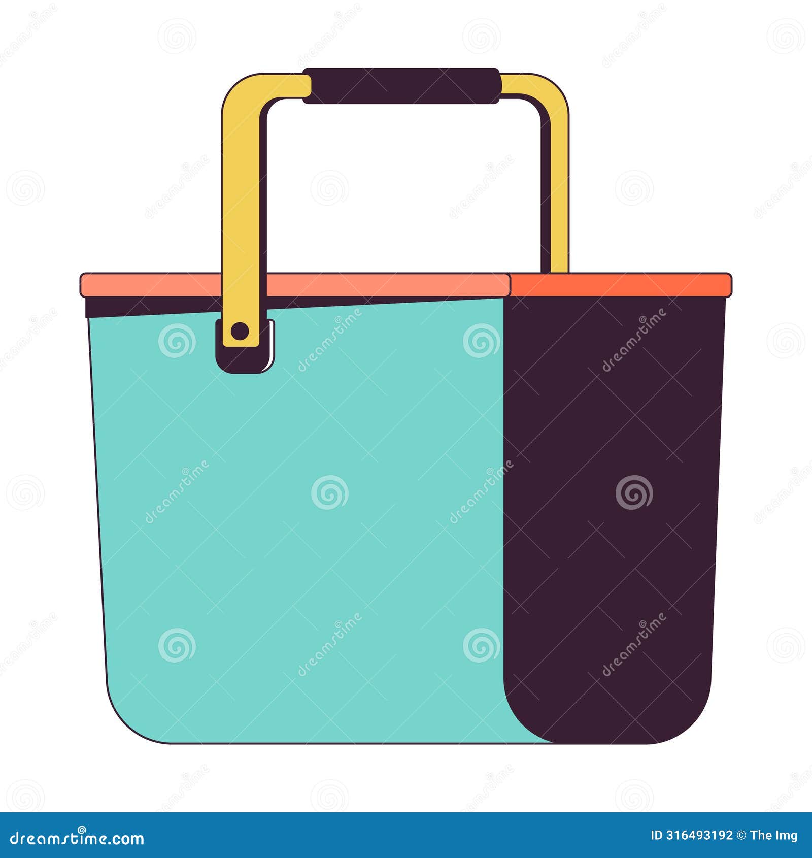 Bucket with Handle 2D Linear Cartoon Object Stock Illustration ...