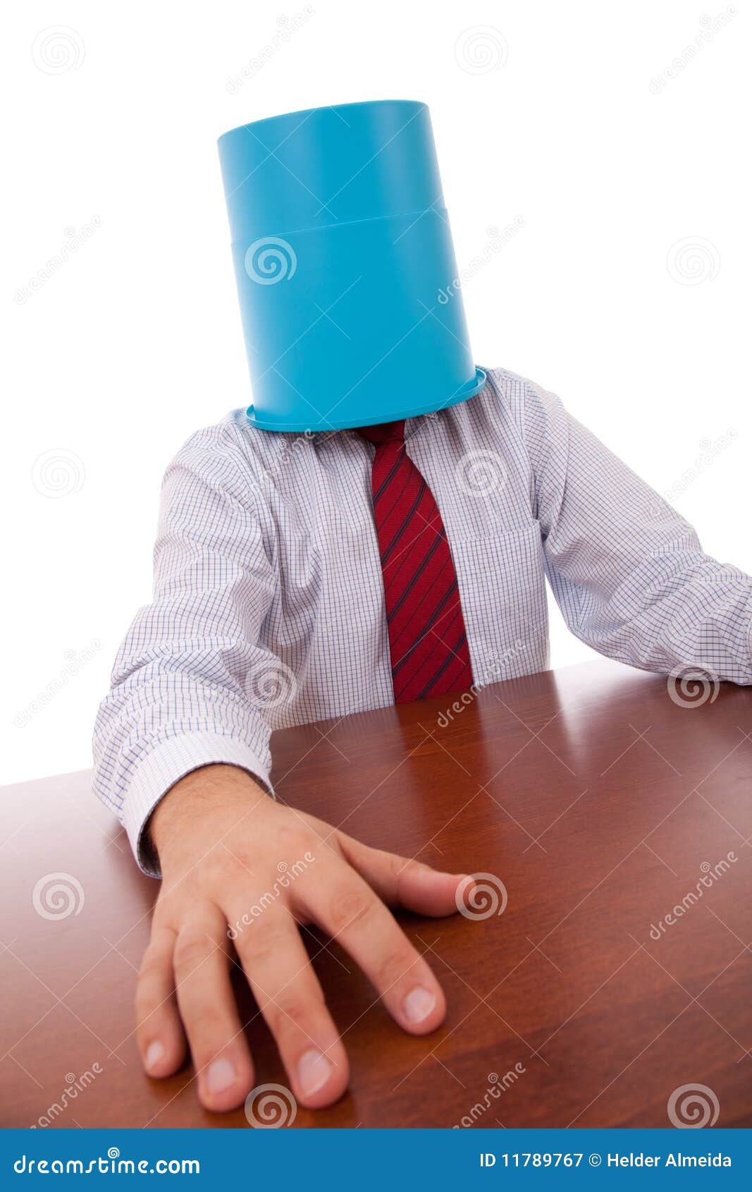 Bucket head businessman stock image. Image of hiding - 11789767