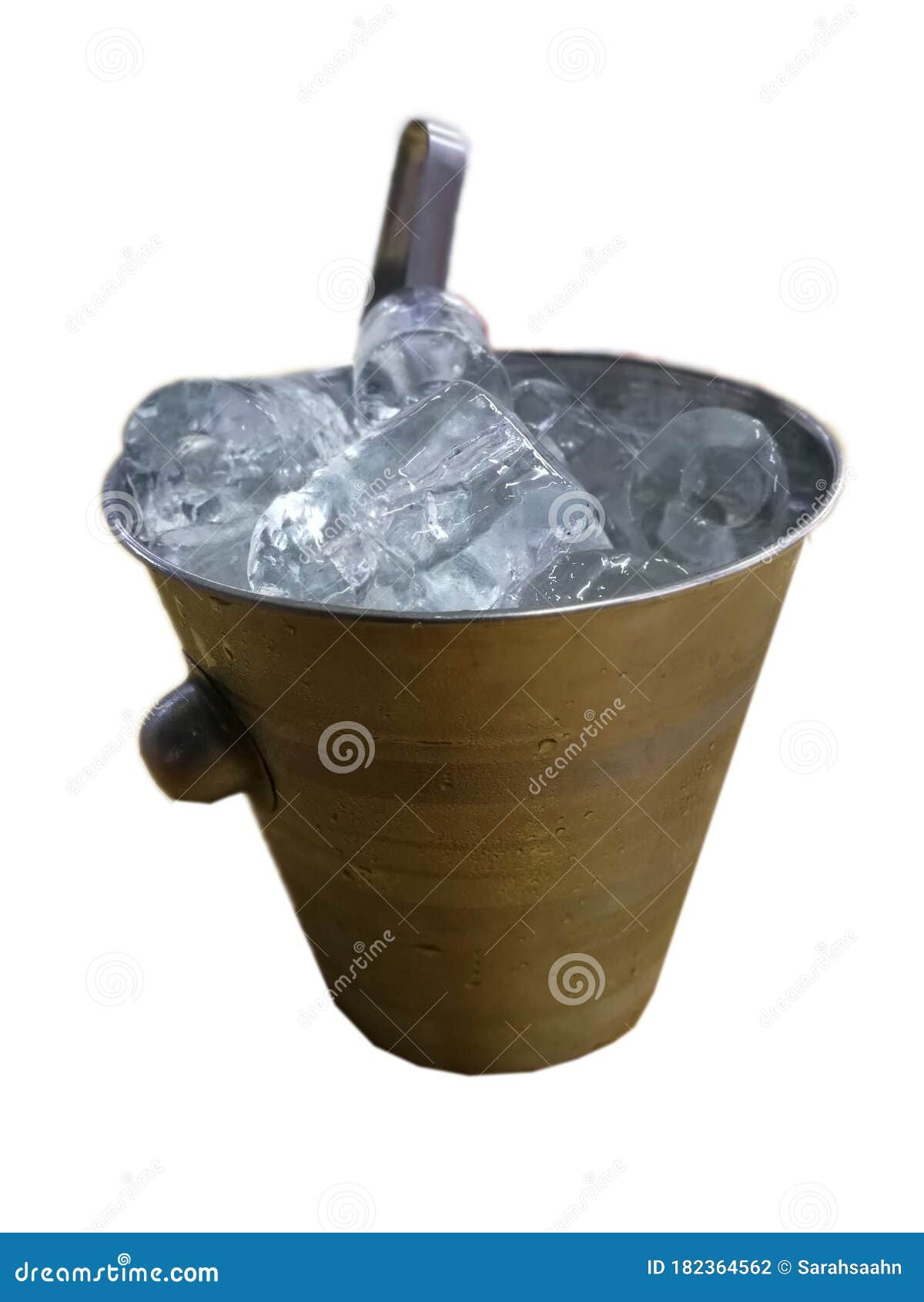 A Bucket of Ice Isolated on White Background Stock Photo - Image of ...