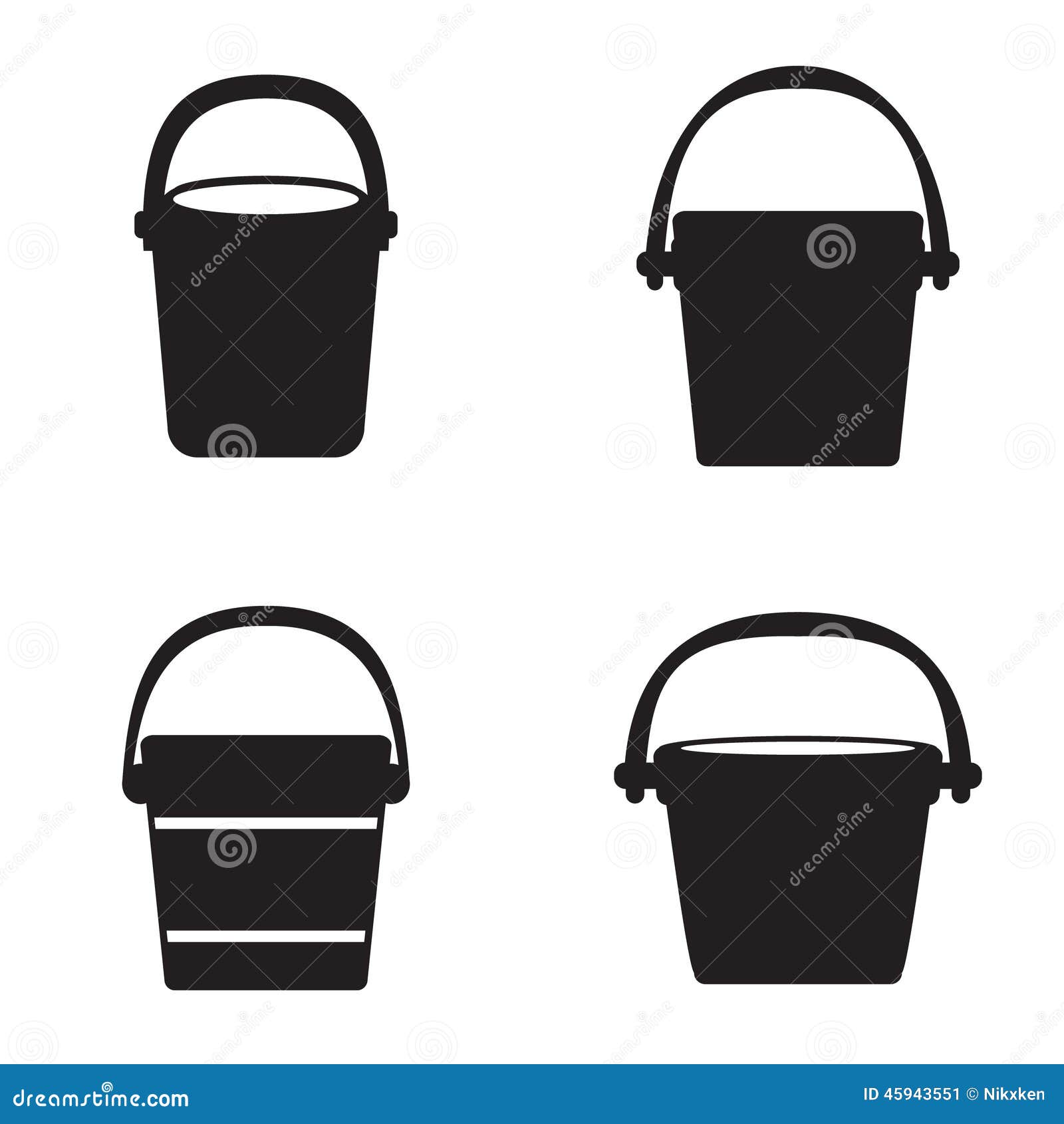 Bucket icons stock vector. Illustration of button, item - 45943551