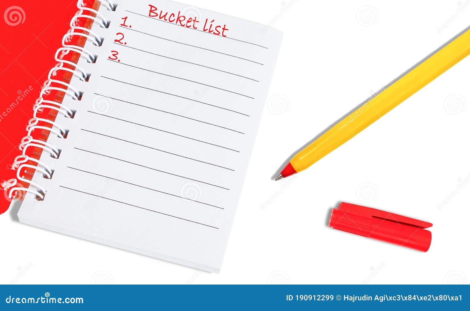Bucket List Notebook with Yellow Pen and Red Cap. Mock Up, Template ...