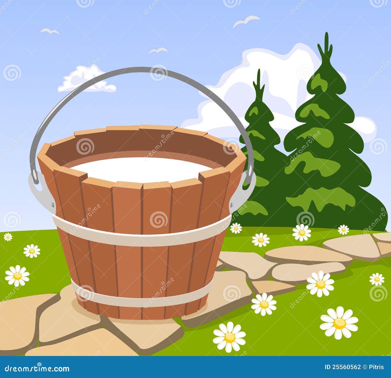 Bucket of milk stock vector. Illustration of pail, container - 25560562