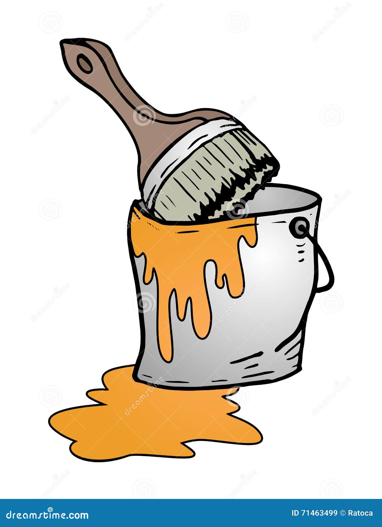 Bucket of orange paint stock vector. Illustration of concept - 71463499