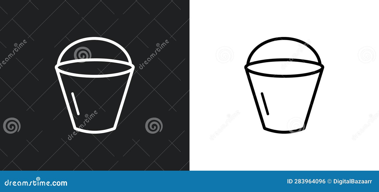 Bucket Outline Linear Style Silhouette Vector Illustration On A White ...