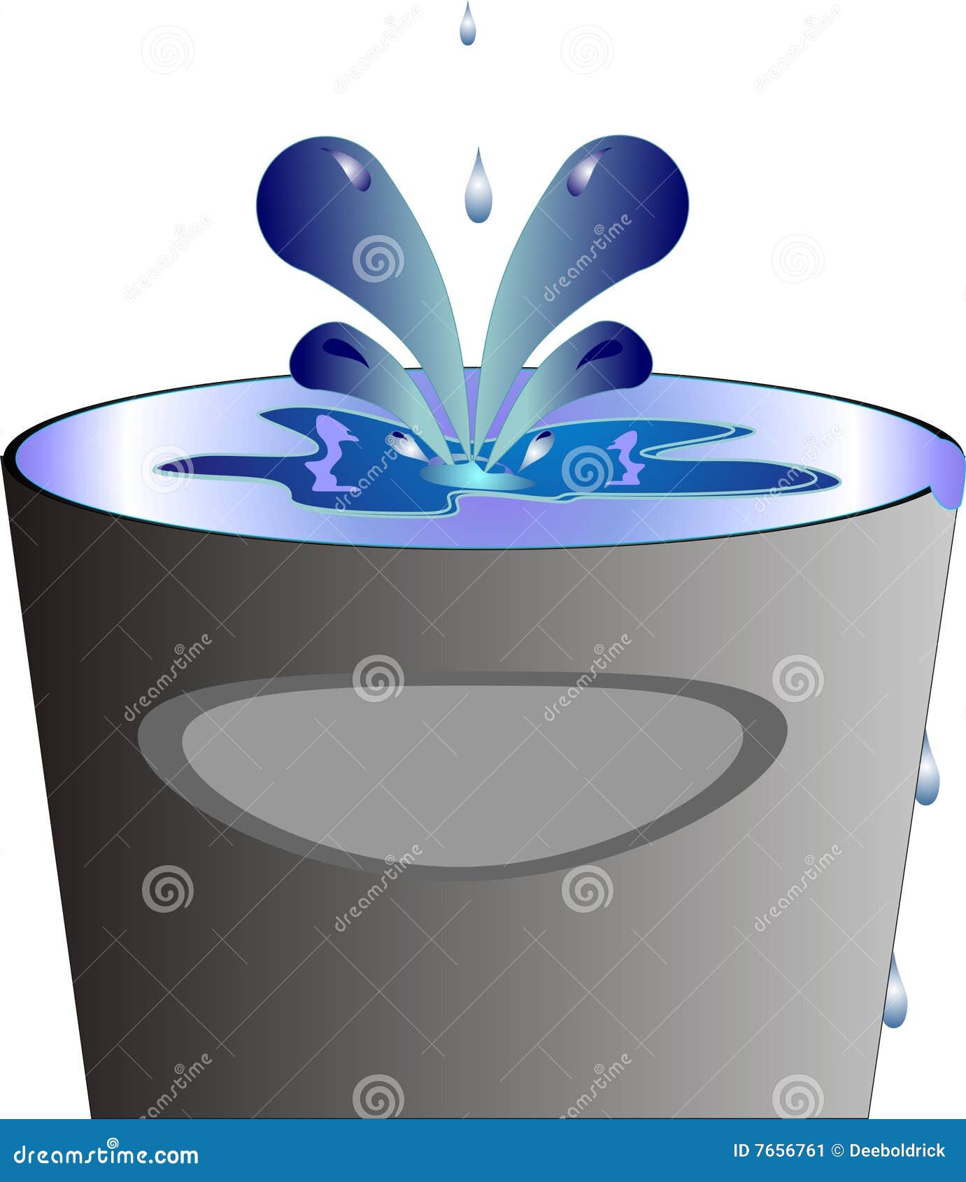 Bucket over flowing stock vector. Illustration of blue - 7656761