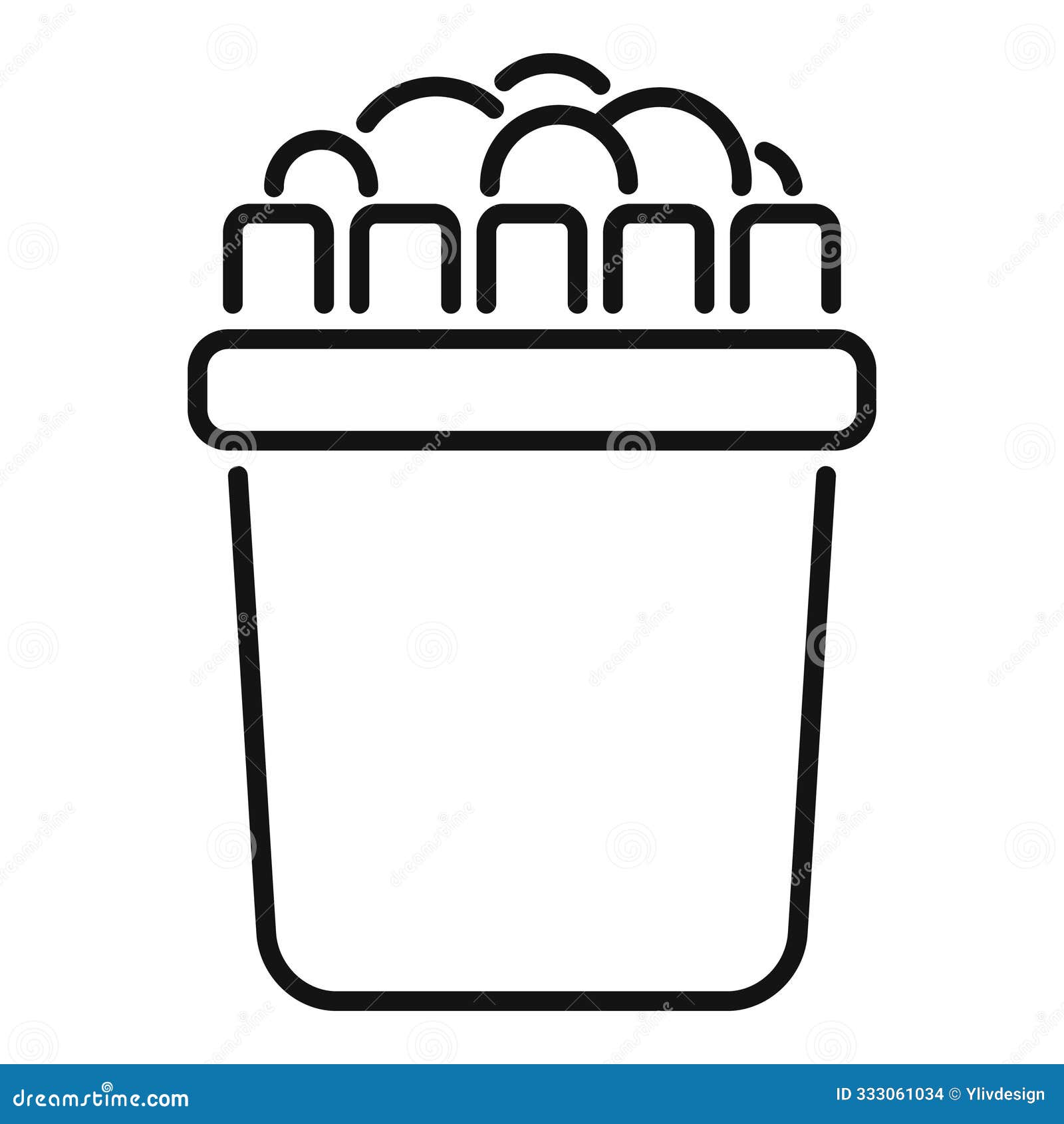 Bucket Overflowing with Soapy Water and Sponge Wipes Icon Line Style ...