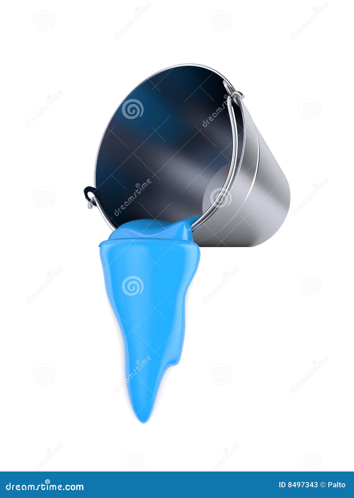 Bucket with Paint. Paint Flow on Wall Stock Illustration - Illustration ...
