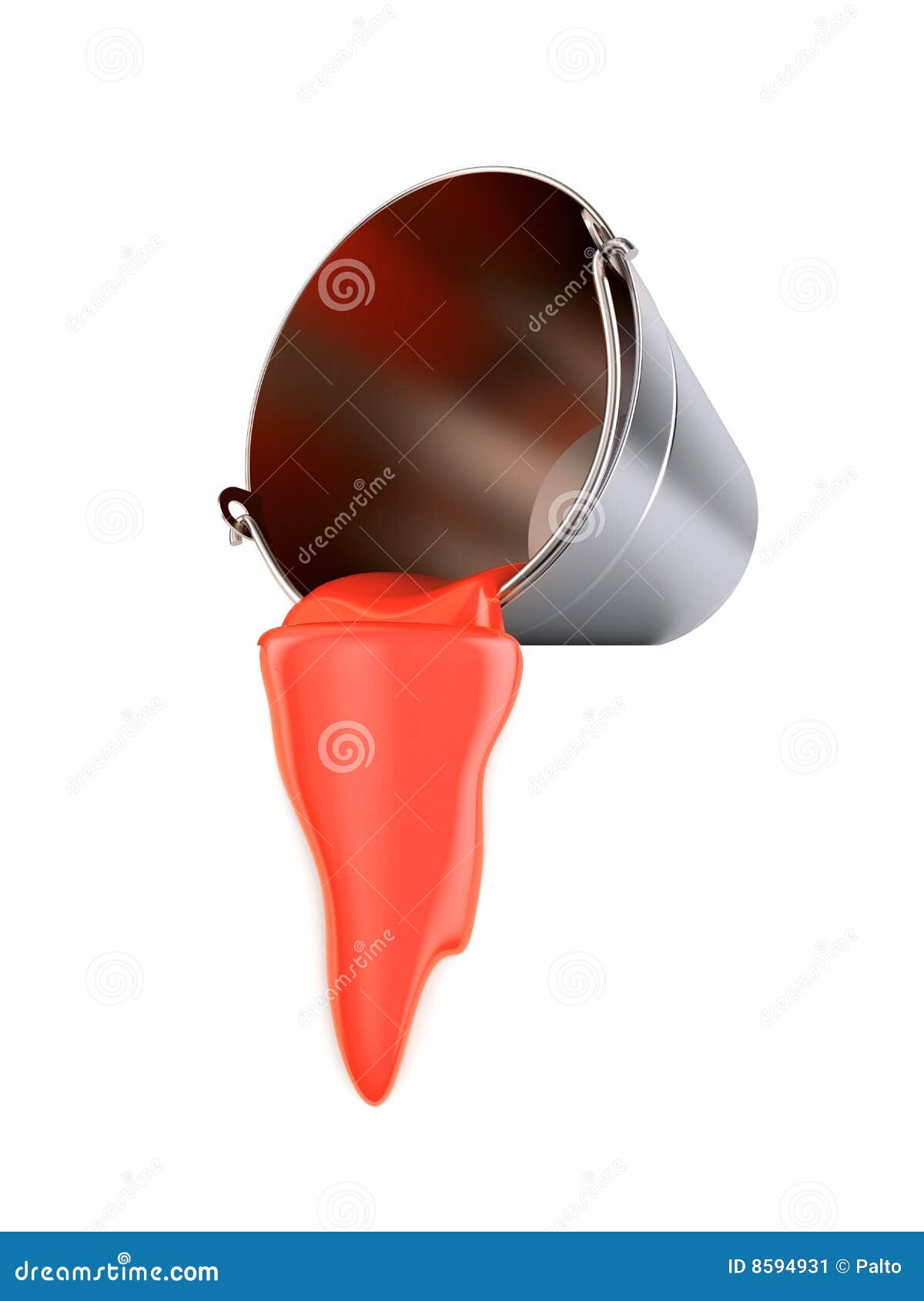 Bucket with Paint. Paint Flow on Wall Stock Illustration - Illustration ...