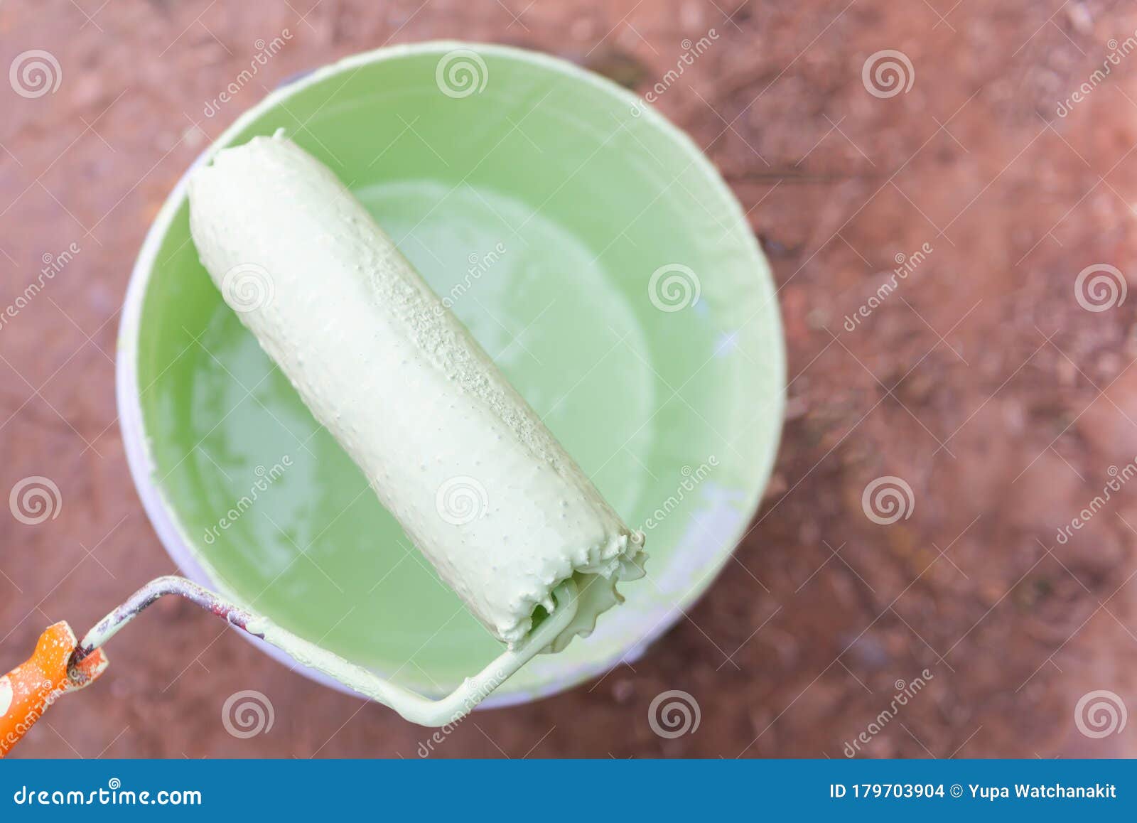 Bucket of Paint and Roller Brush Stock Photo - Image of renovate ...