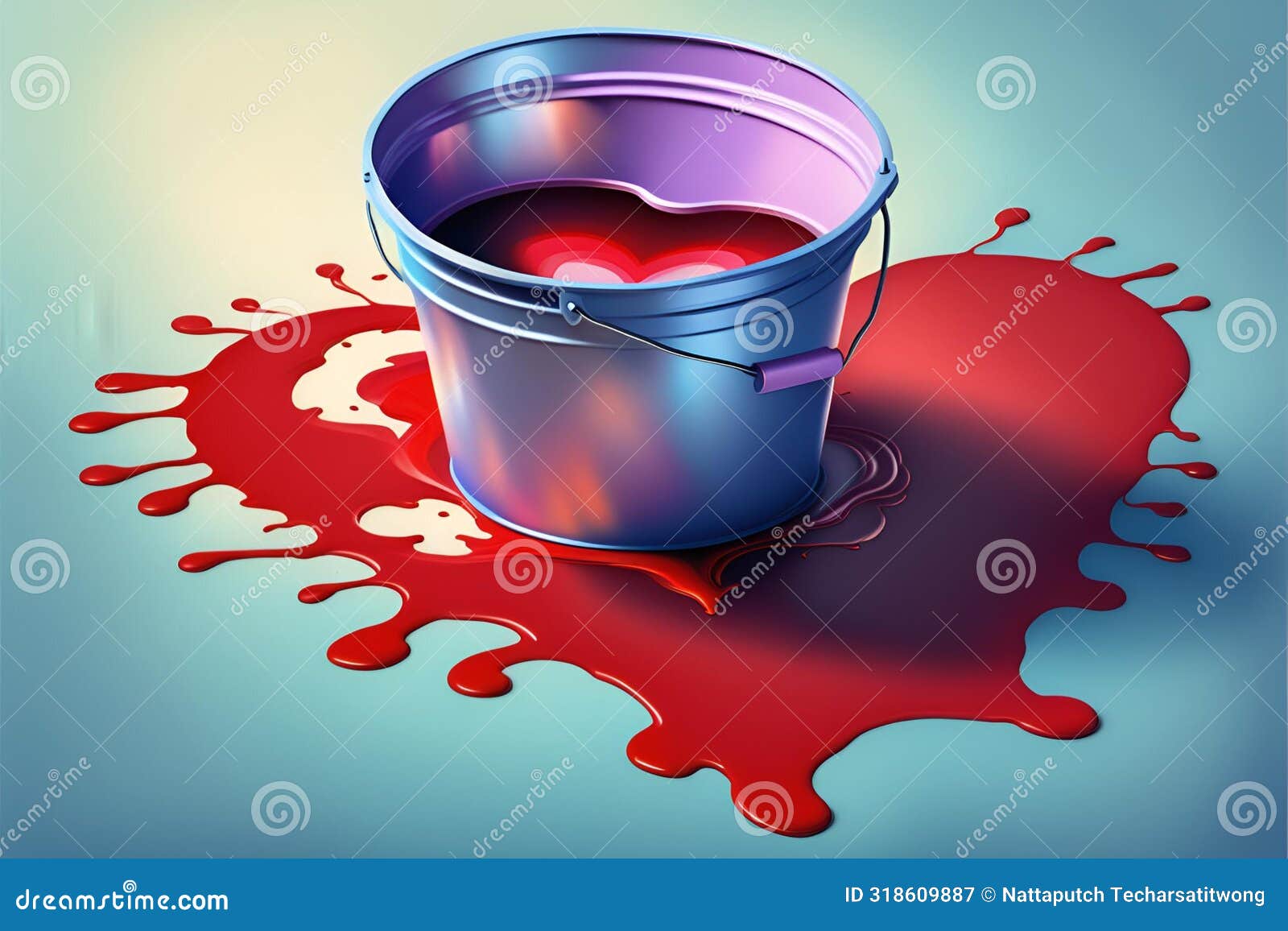 A Bucket of Paint Spilled Out into a Heart Shape Stock Illustration ...