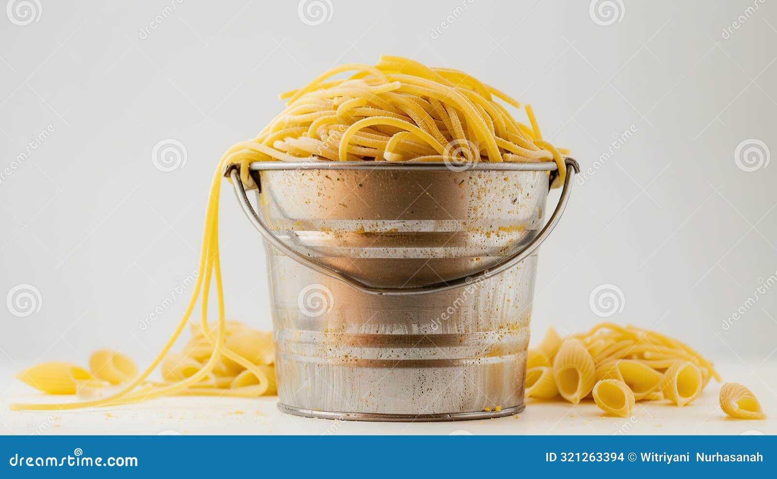 Bucket with Pasta Isolated on White Background. Generative Ai Stock ...