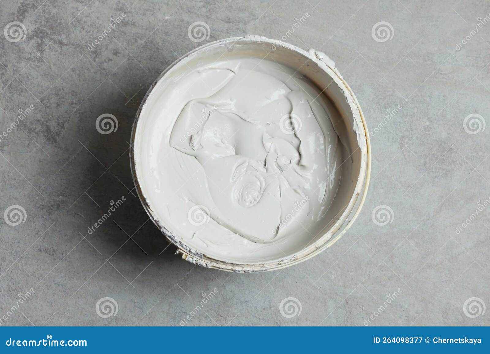 Bucket with Plaster on Concrete Floor, Top View Stock Image - Image of ...