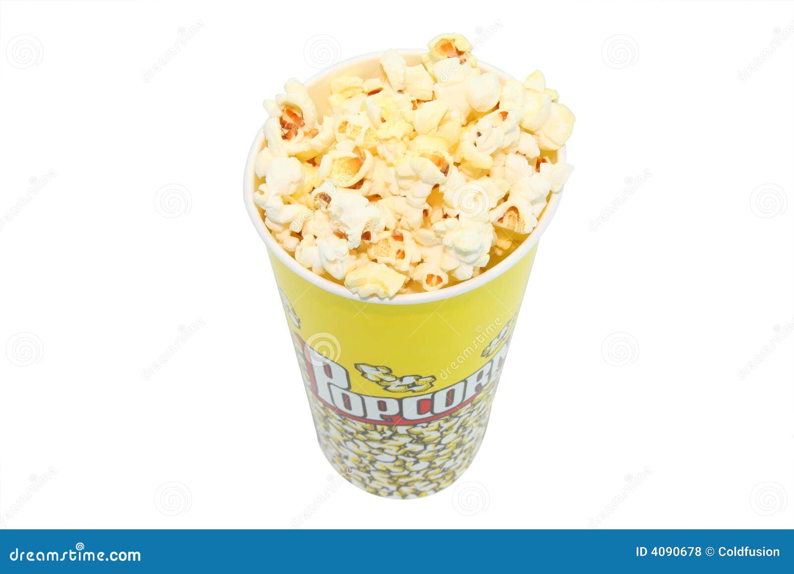 Bucket with Pop Corn. Isolated with Clipping Path Stock Photo - Image ...