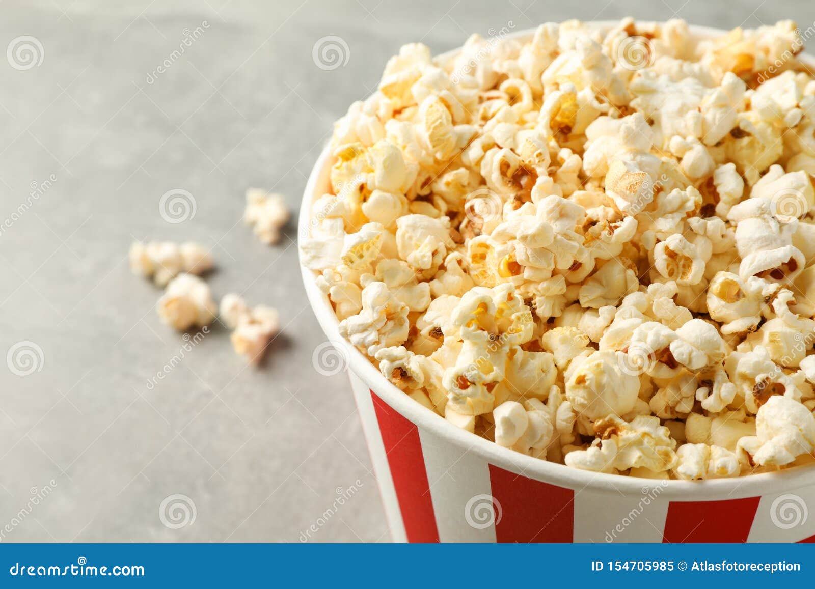 Bucket with Popcorn on Grey Background Stock Image - Image of tasty ...