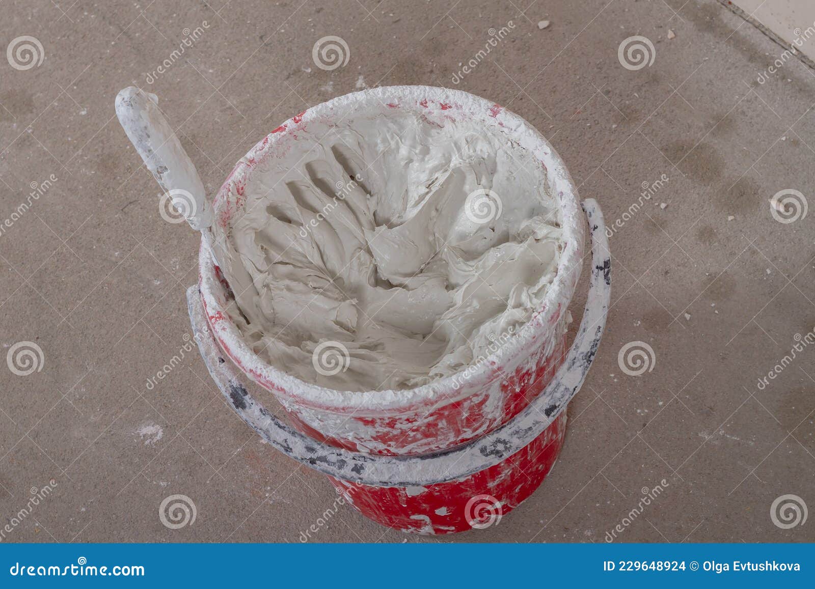 Bucket with Putty and Spatula for Wall Putty Stock Photo - Image of ...