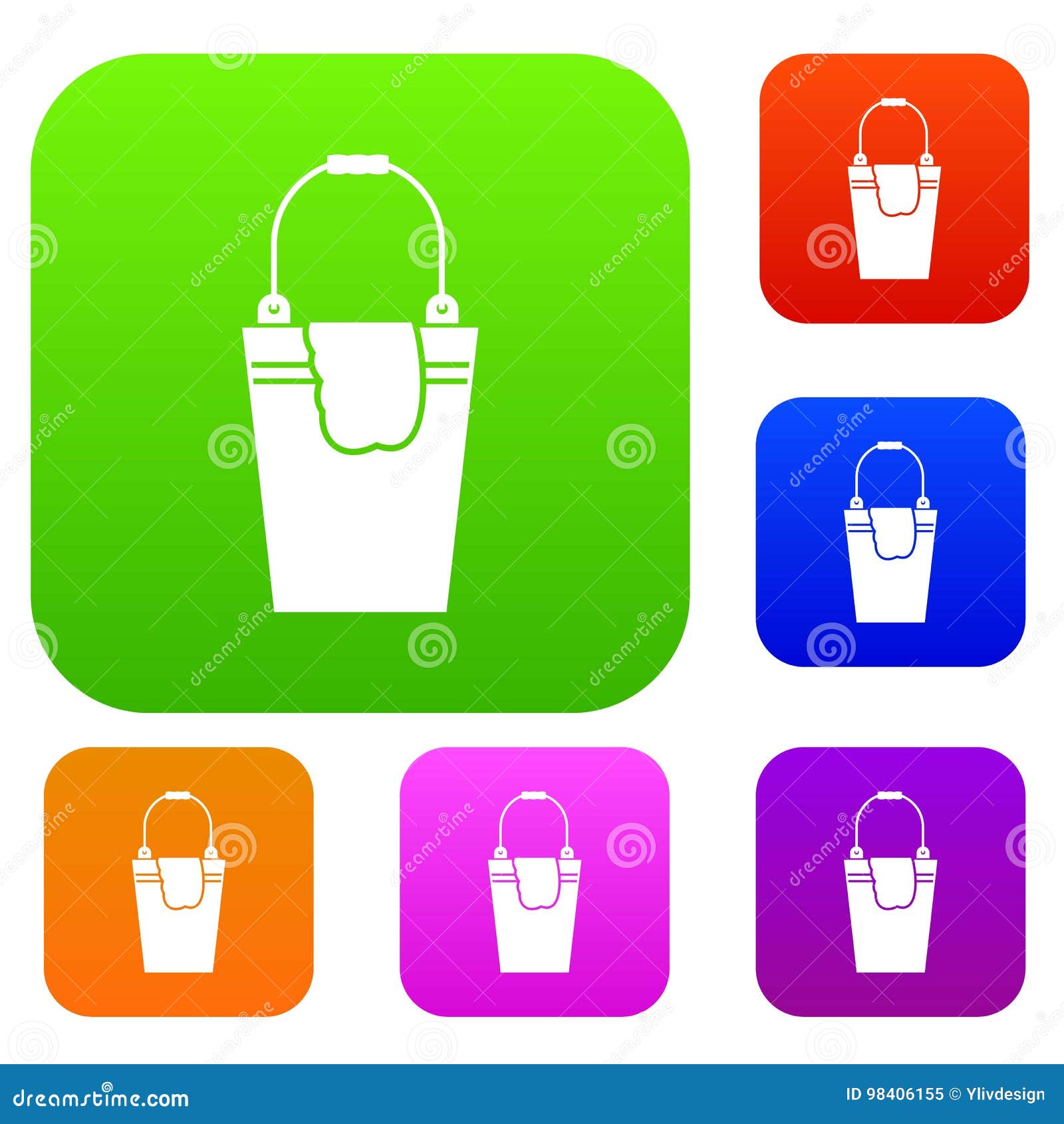 Bucket and Rag Set Collection Stock Vector - Illustration of chores ...