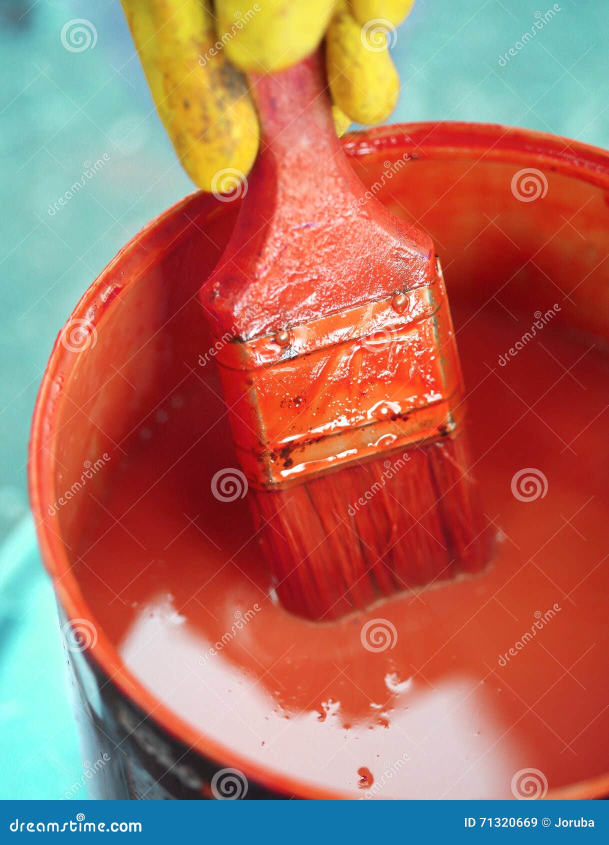 Bucket with red paint stock image. Image of blue, construction - 71320669