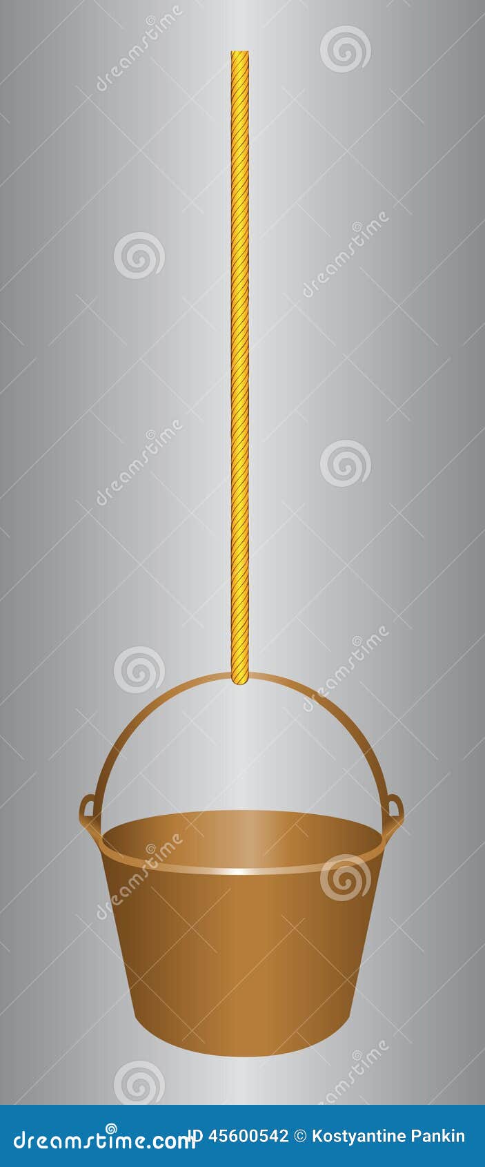 Bucket on a rope stock vector. Illustration of cord, brown - 45600542