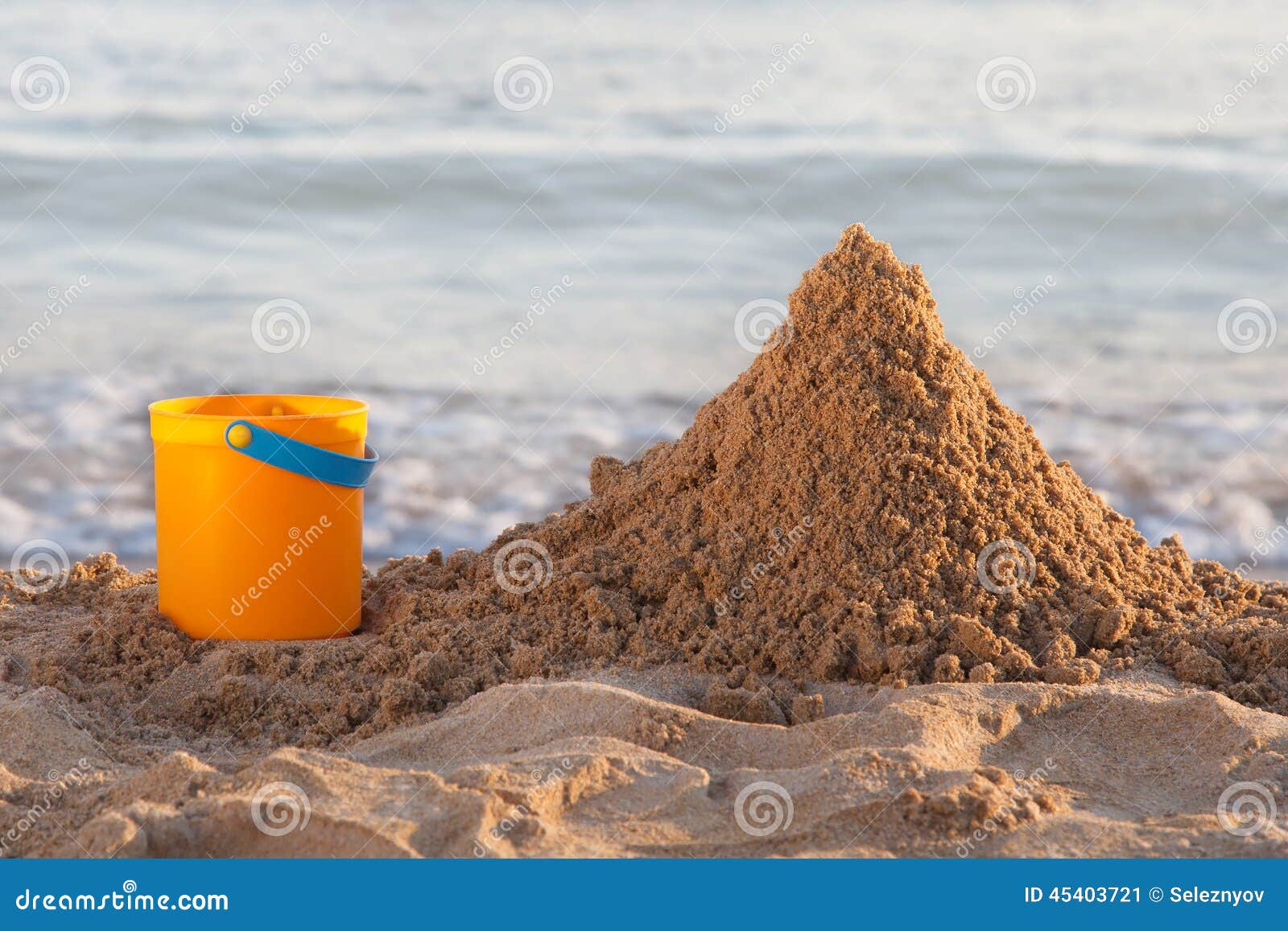 Bucket and the sand stock image. Image of brown, nature - 45403721
