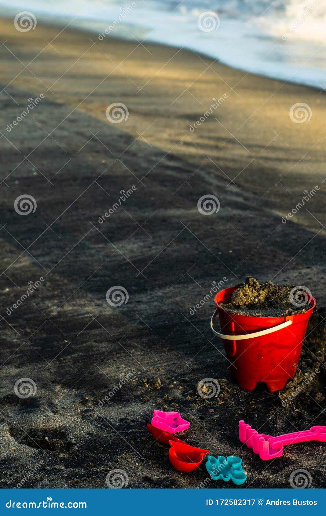 Bucket in a Dark Sand Closer To the Sea Stock Image - Image of ...