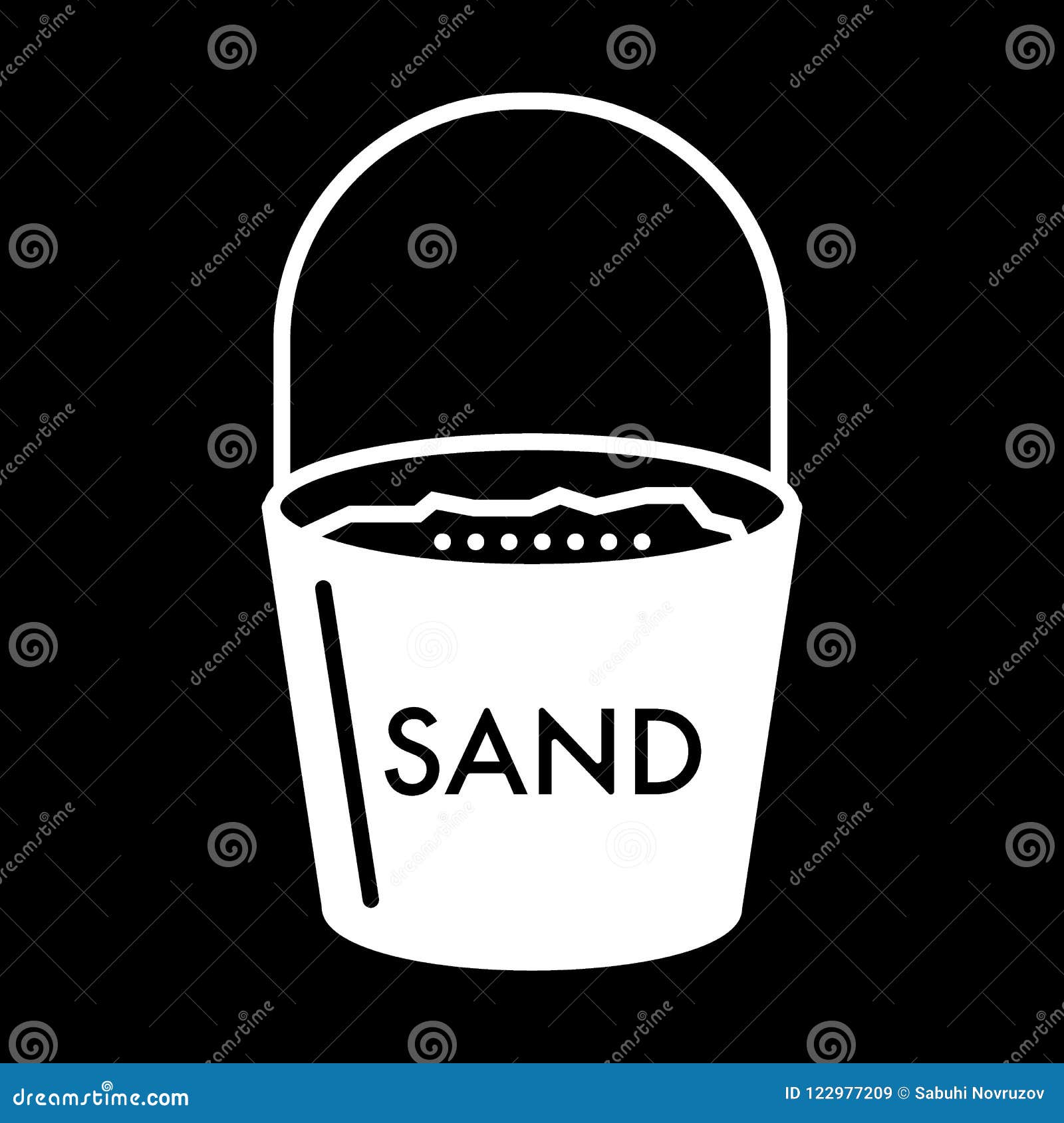 Bucket with Sand Solid Icon. Vector Illustration Isolated on Black ...