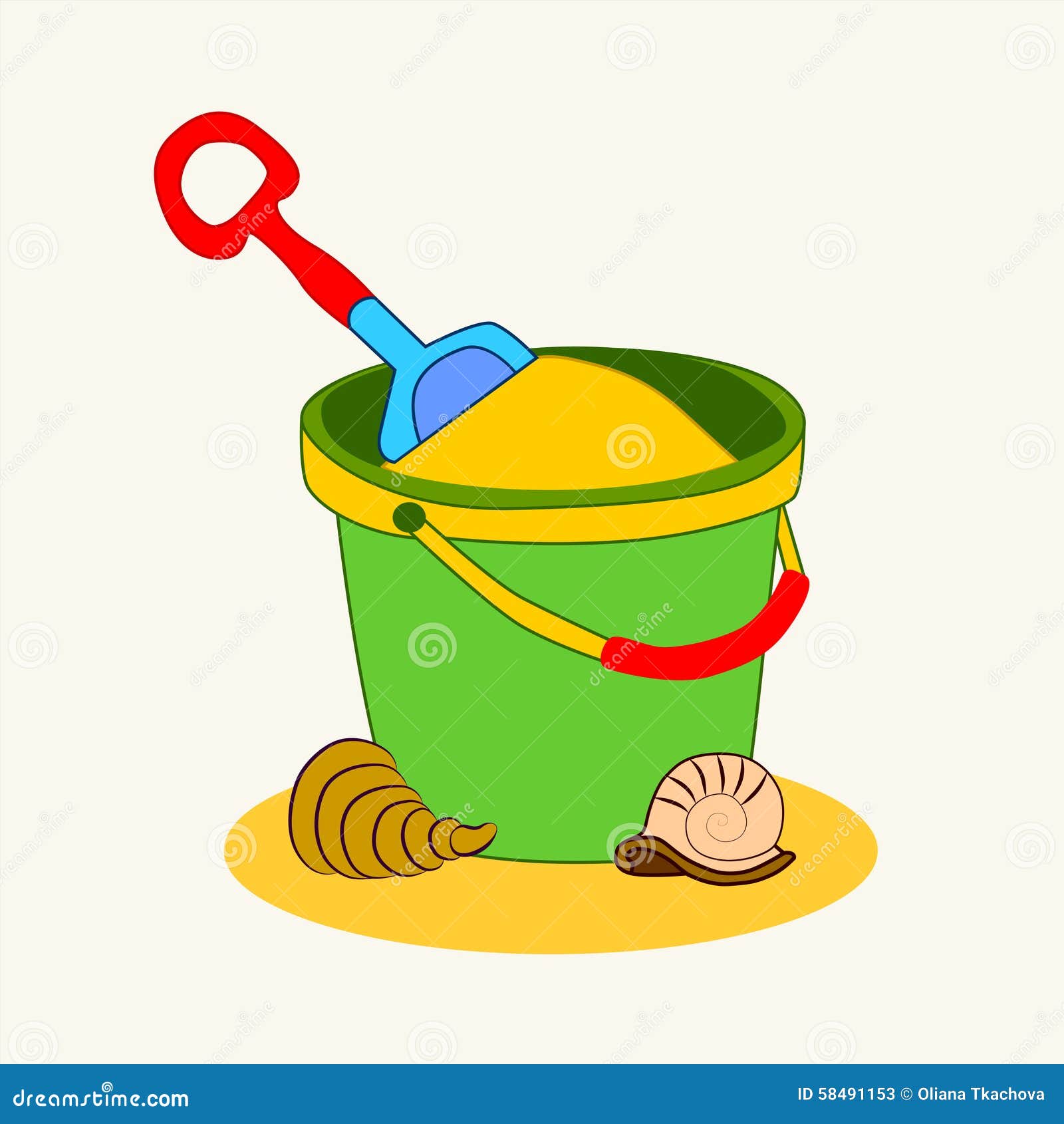 Bucket of sand stock vector. Illustration of holiday - 58491153