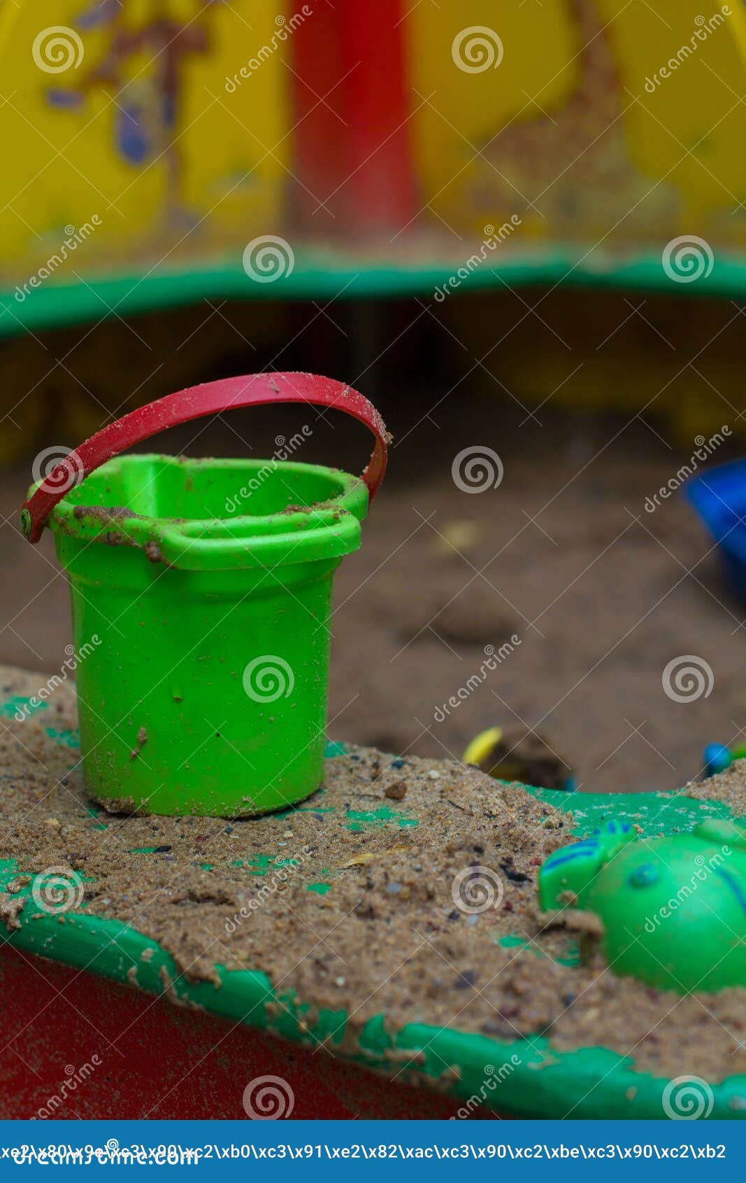 Bucket in the sandbox stock image. Image of recreation - 77940021