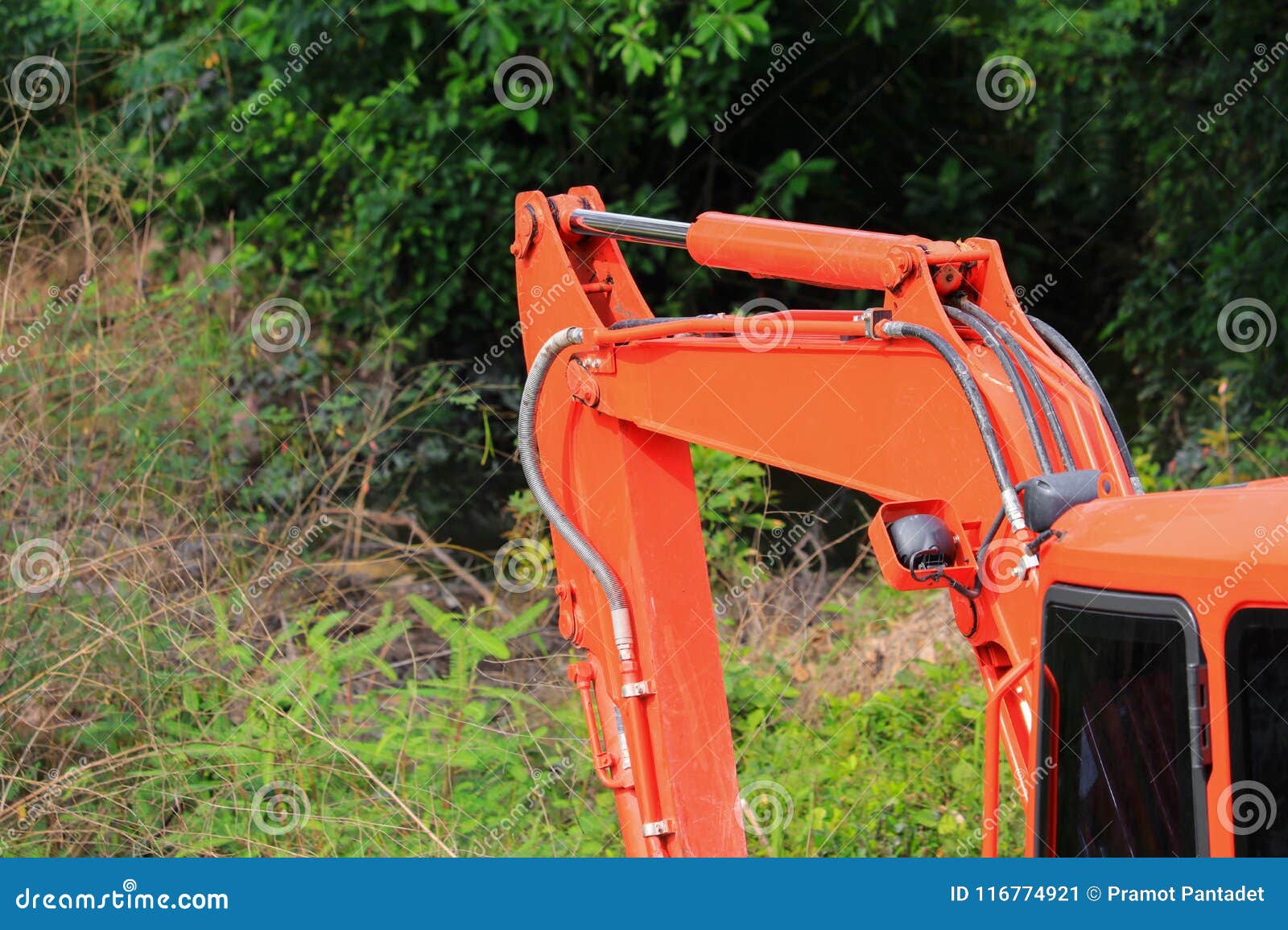 Bucket Small Excavator Orange Crawler Bulldozer in Working Stock Image ...