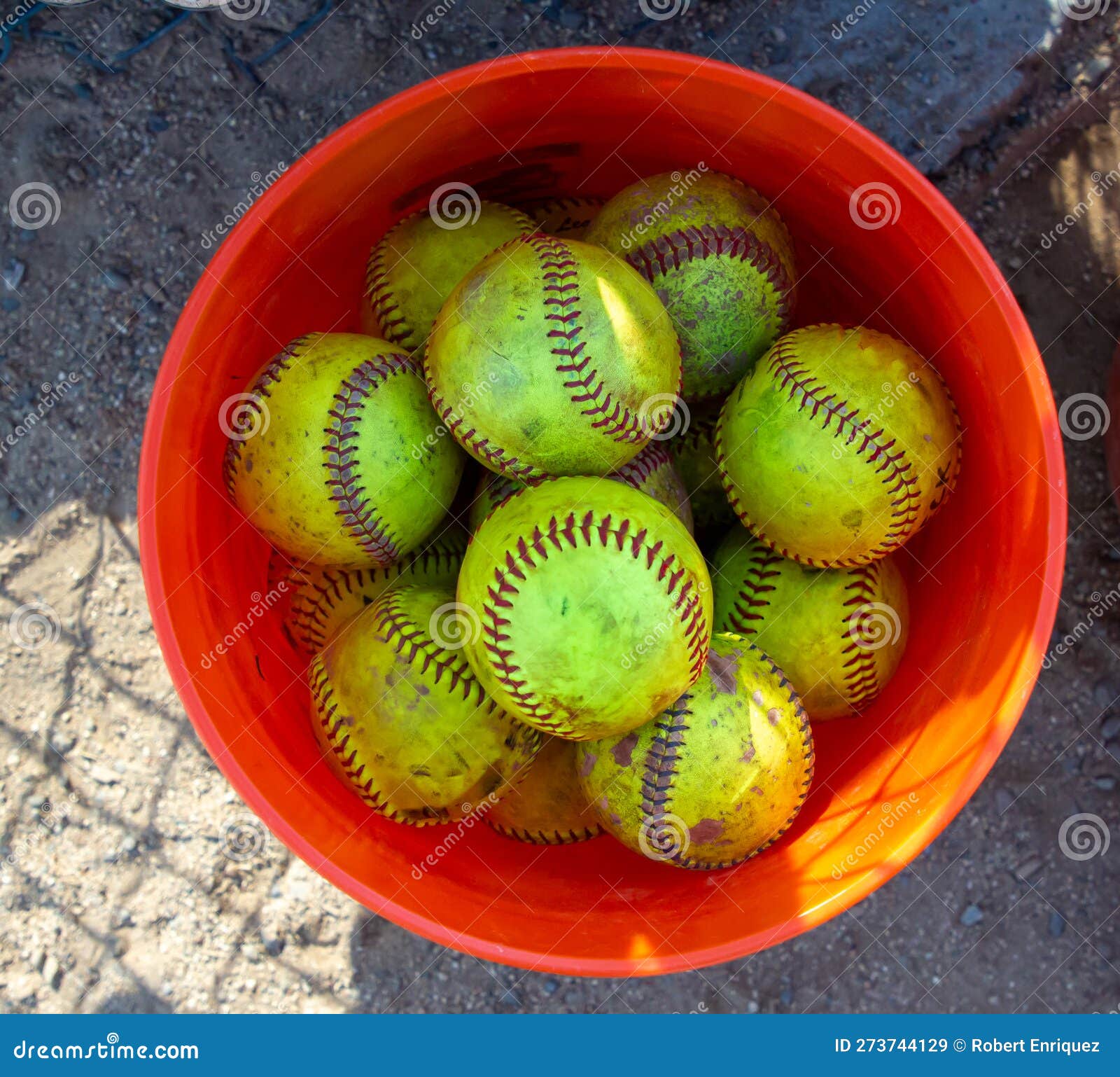 A bucket of softballs stock image. Image of sports, sport - 273744129