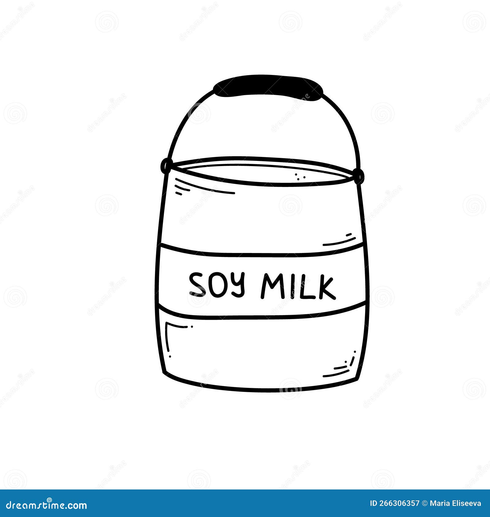 A Bucket Of Soy Milk In Doodle Style Hand Drawn Barrel Of Soy Drink A