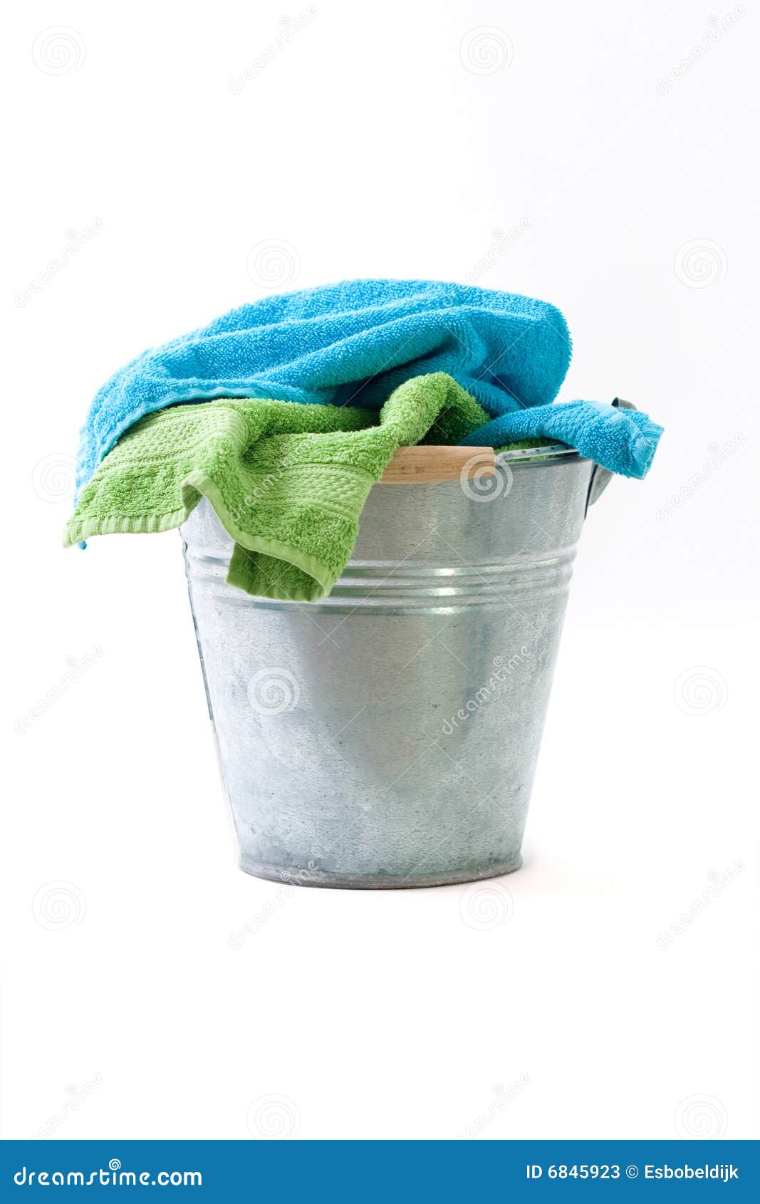 Bucket with towels stock image. Image of aluminum, handle - 6845923