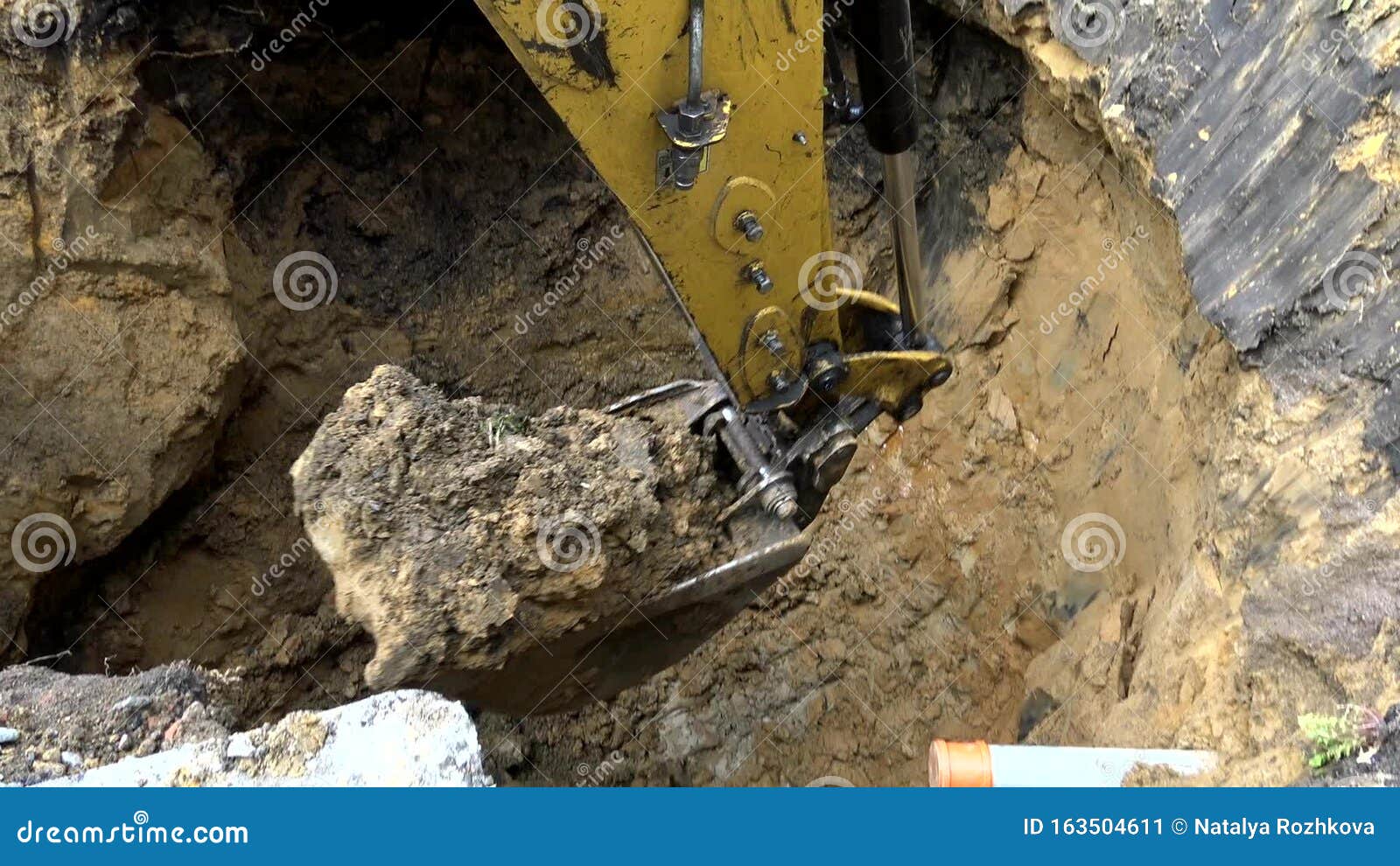 Bucket Tractor Excavator Delivers Sand. Stock Video - Video of bucket ...