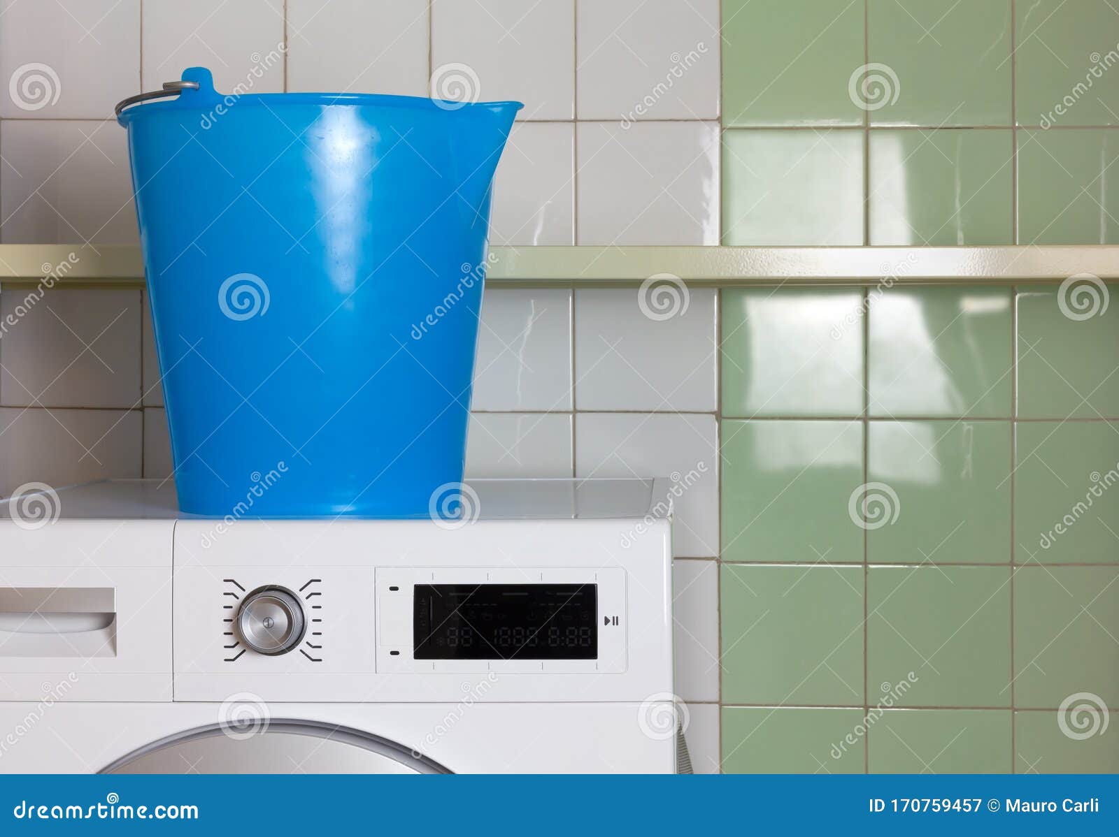 Bucket on a Washing Machine in the Laundry Stock Image - Image of clean ...