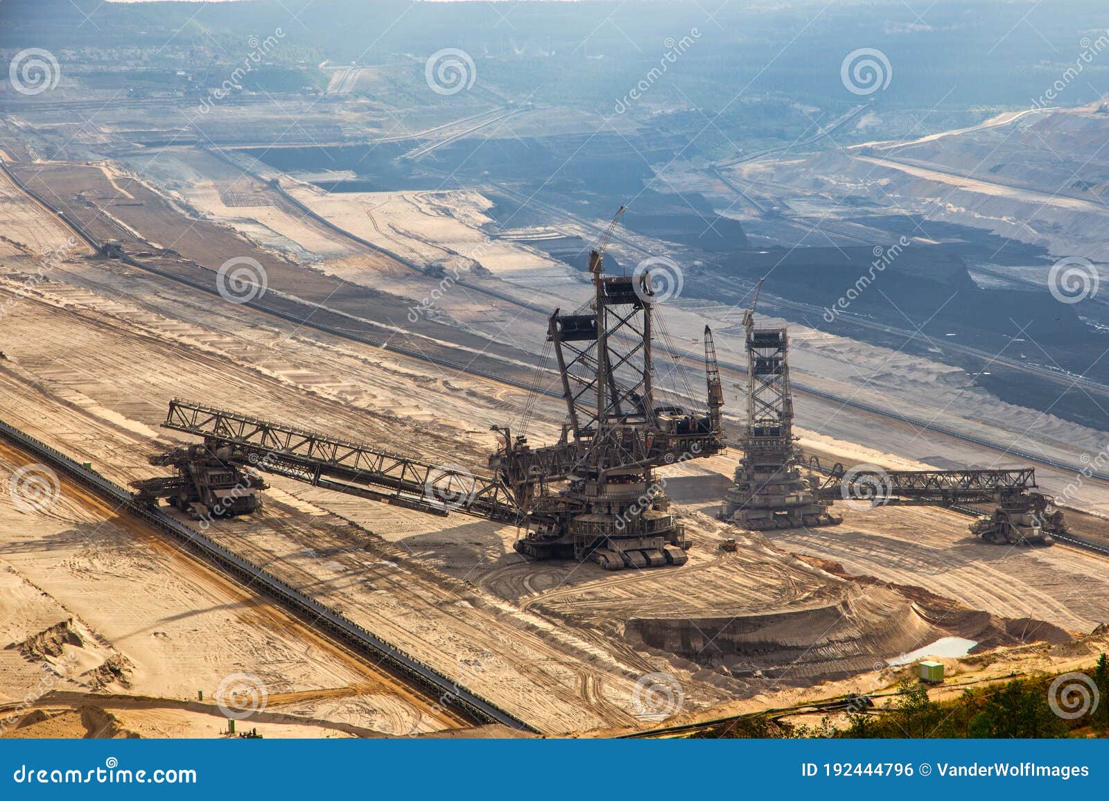Bucket-wheel Excavator Mining in a Brown Coal Open Pit Mine Stock Photo ...