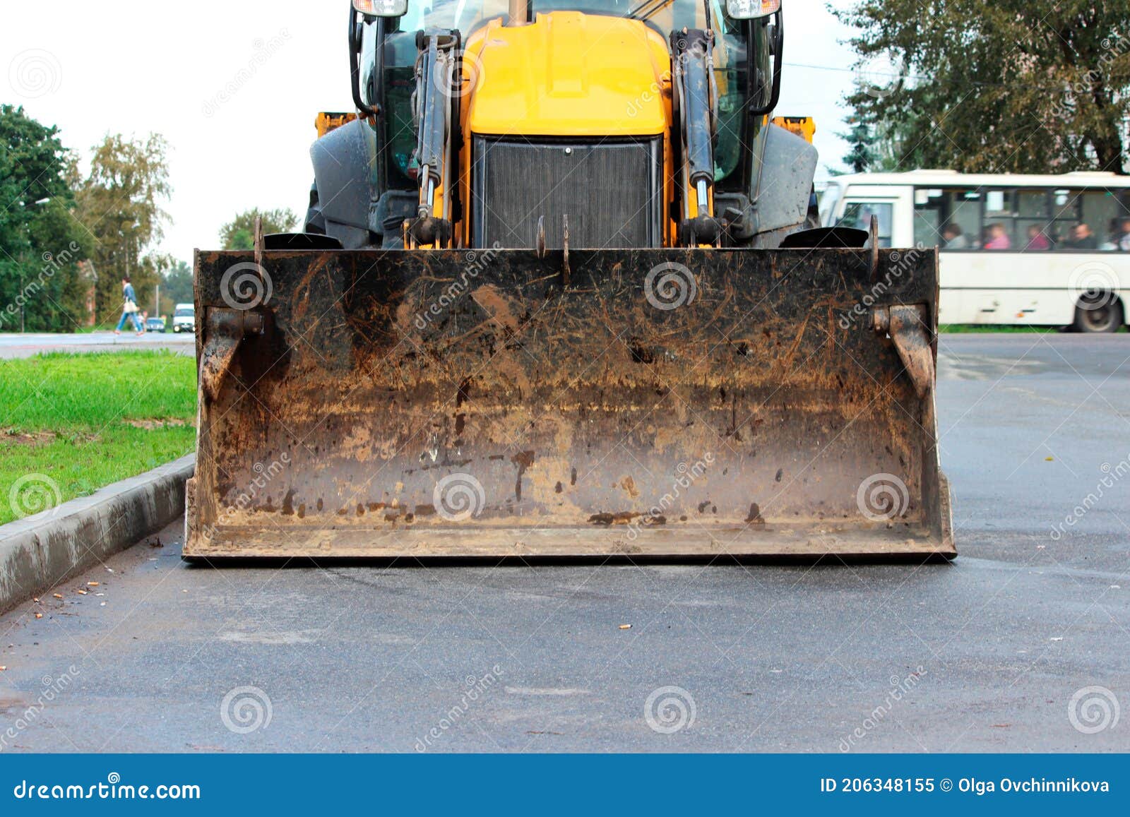 Bucket on Yellow Bulldozer Tractor for Construction and Repair Work ...